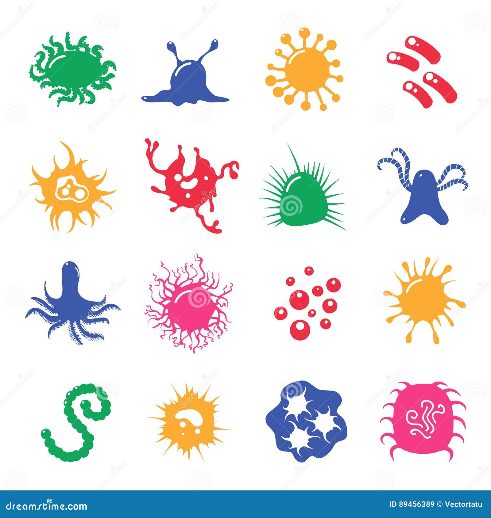 Colorful Infection Microbes and Bacteria Stock Vector - Illustration of ...