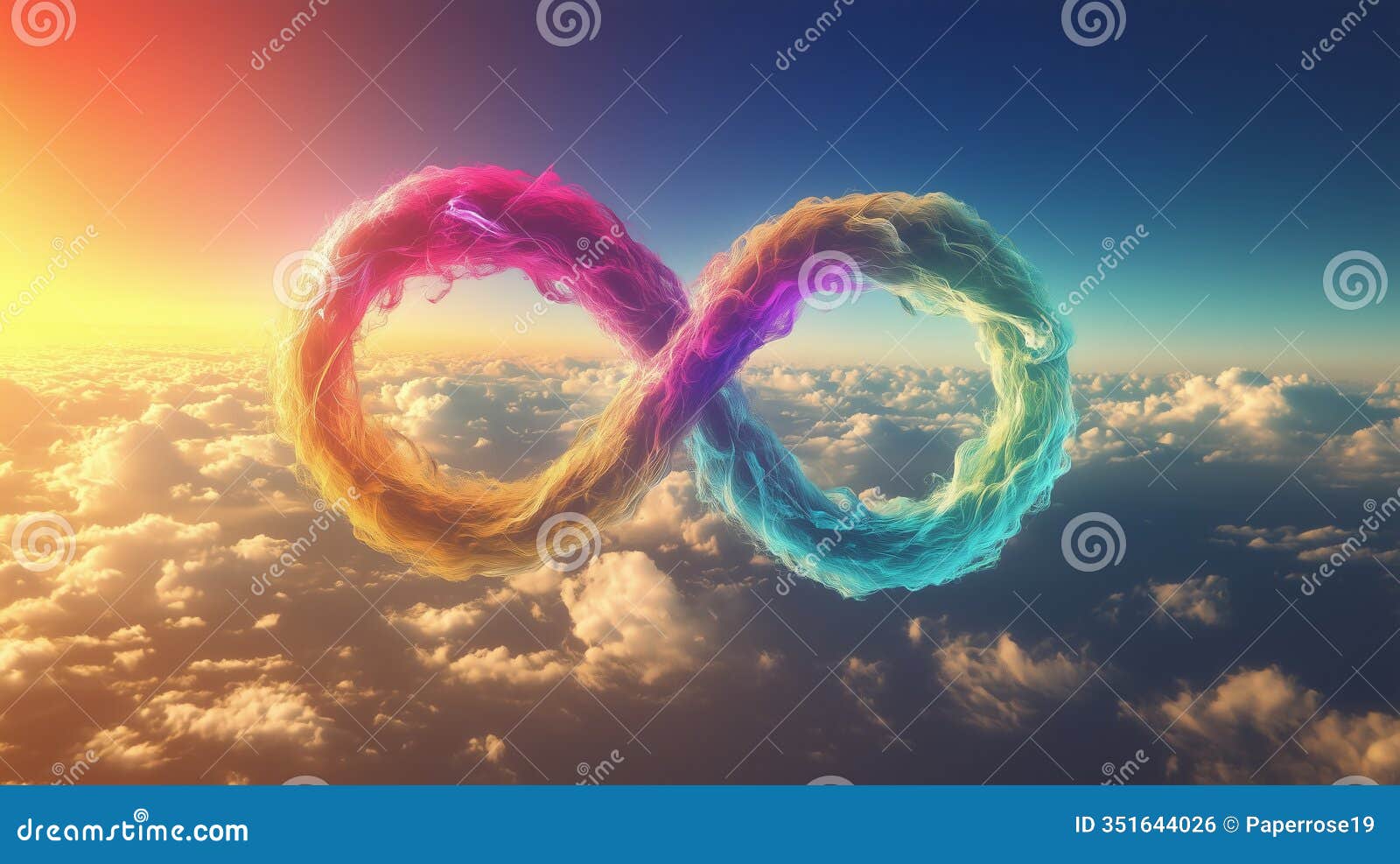 A Colorful Infinity Symbol Above the Clouds Stock Photo - Image of ...
