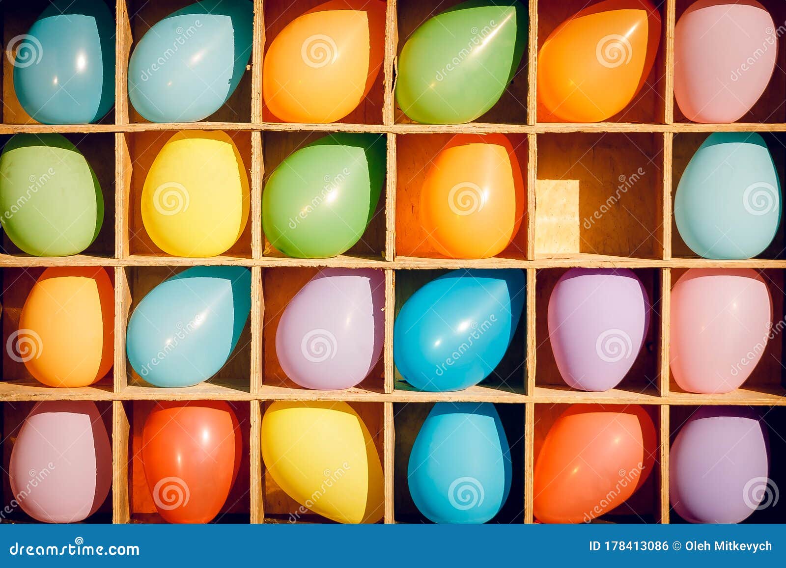 Colorful Inflatable Balls in Boxes for Children`s Play Stock Photo ...