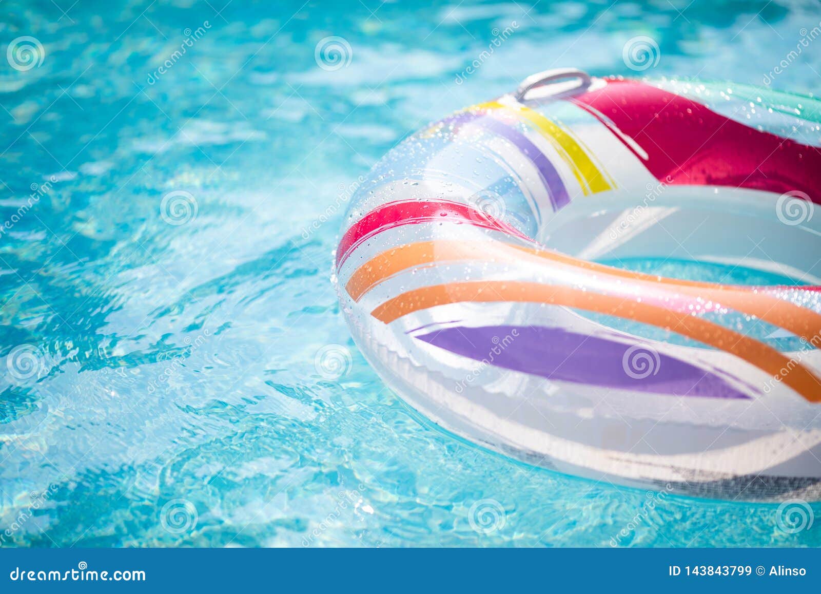 Colorful Inflatable Floating Ring Swimming in the Pool Stock Image ...