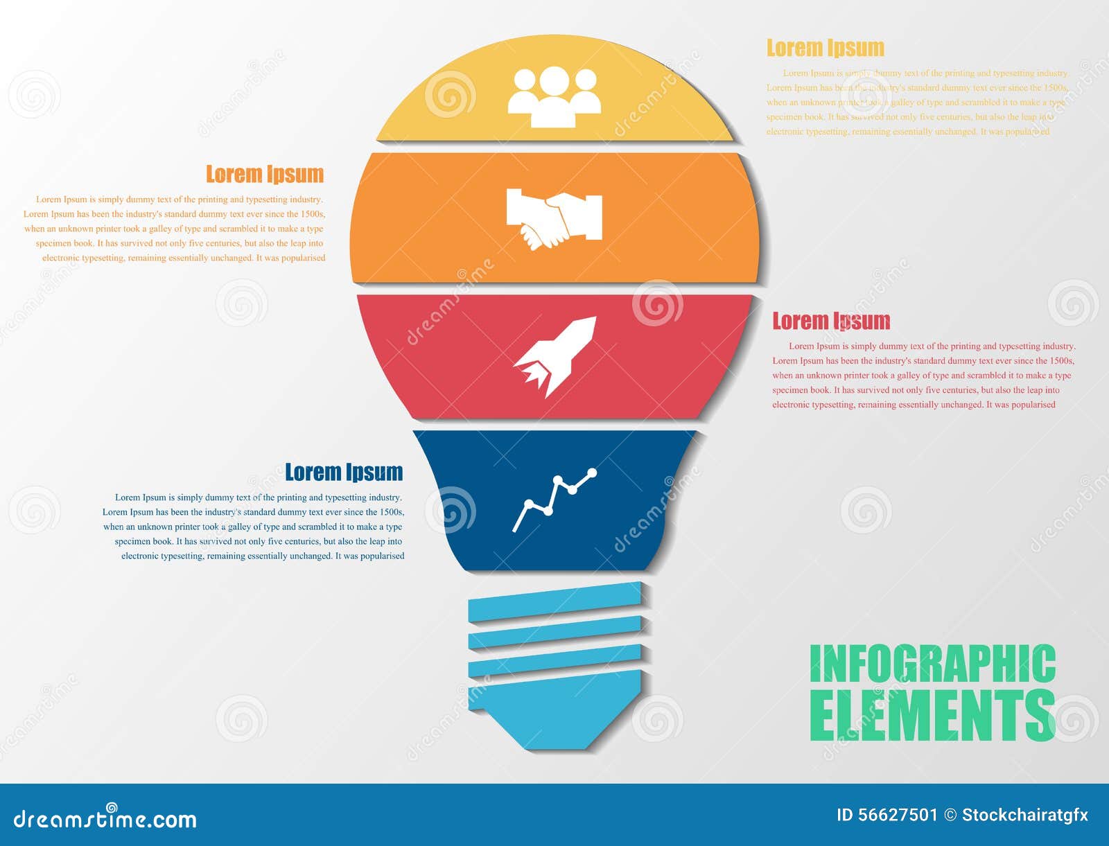 Colorful infographic bulb. stock vector. Illustration of concept - 56627501