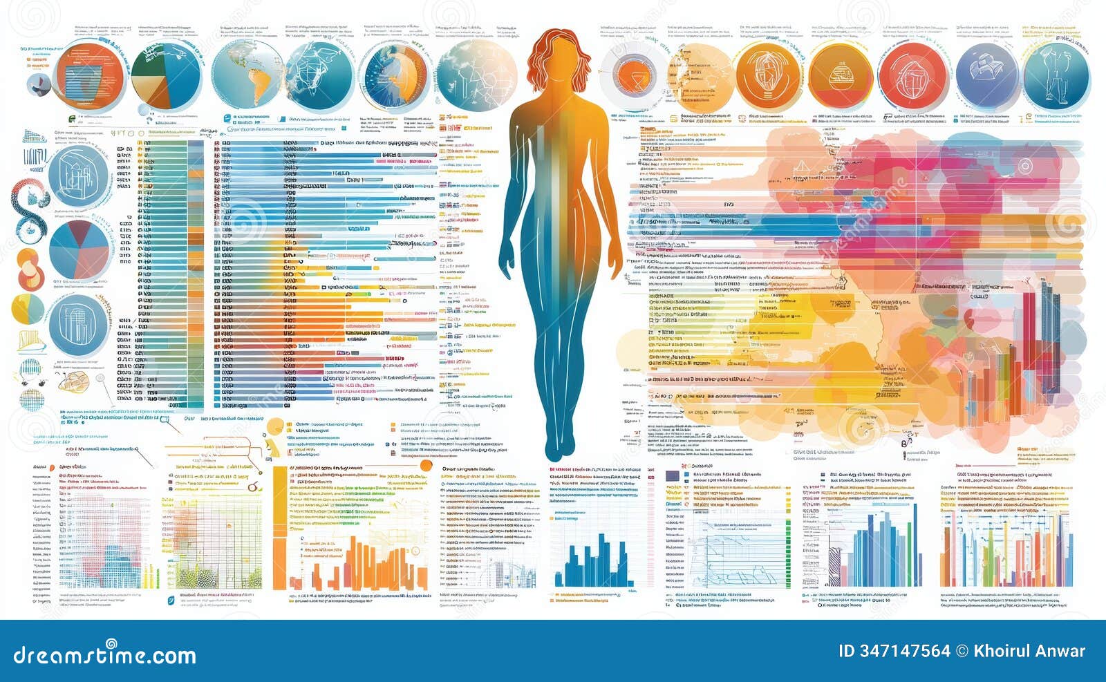 Colorful Infographic with Data Visualization and Human Silhouette in ...