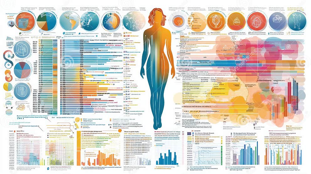 Colorful Infographic with Data Visualization and Human Silhouette in ...