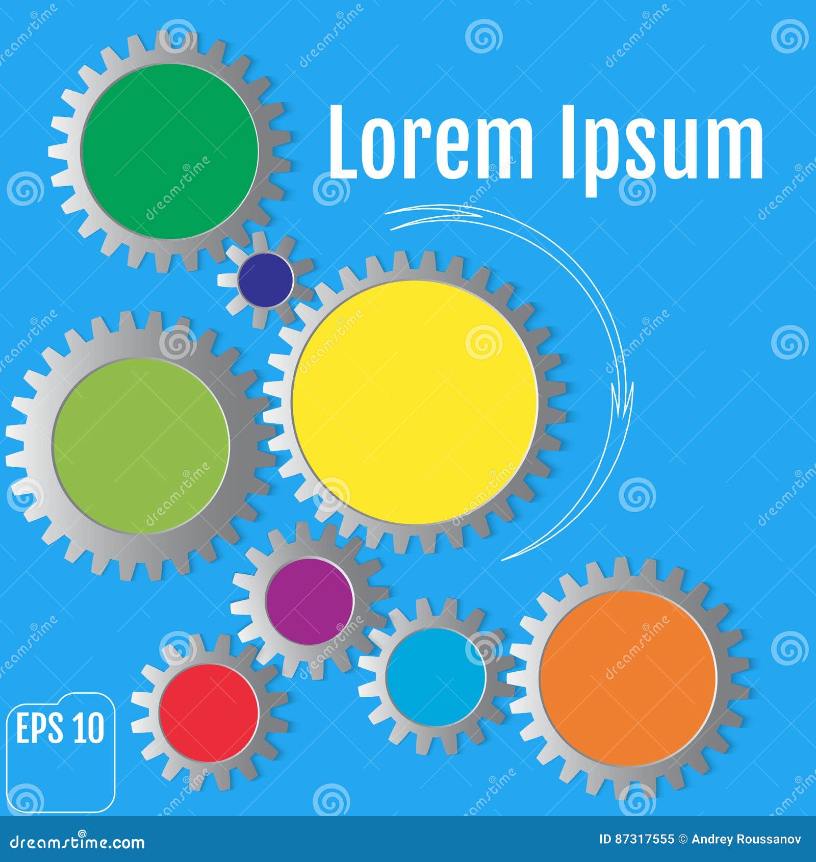Colorful Infographic Gears on the Blue Background. Eps 10 Vector Stock ...