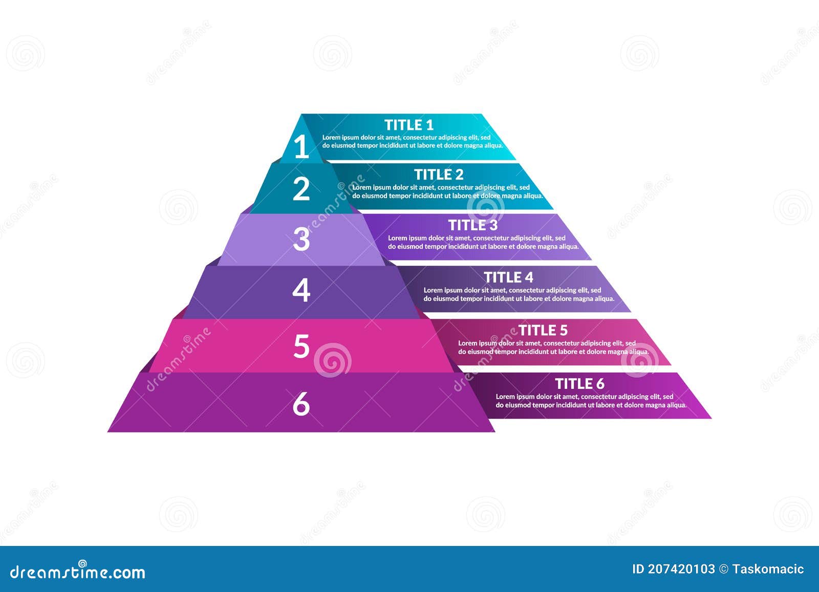 Colorful Infographic in Shape of Pyramid. Six Steps or Options. Stock ...