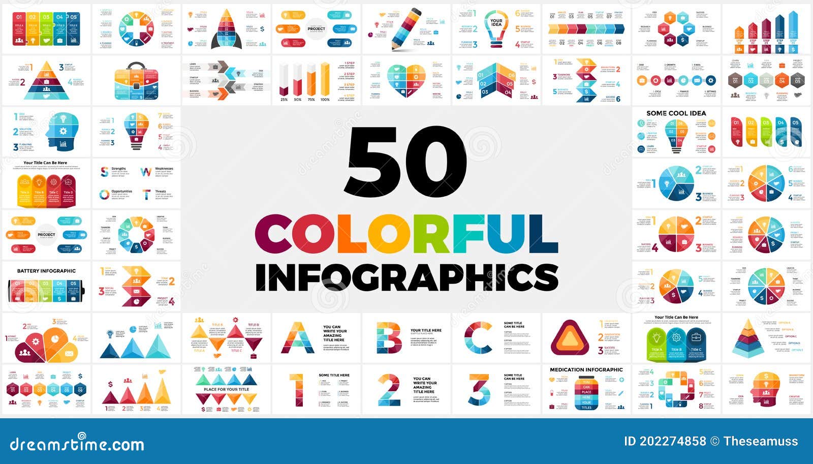 50 Colorful Infographic Templates for Your Presentation. Includes Tons ...