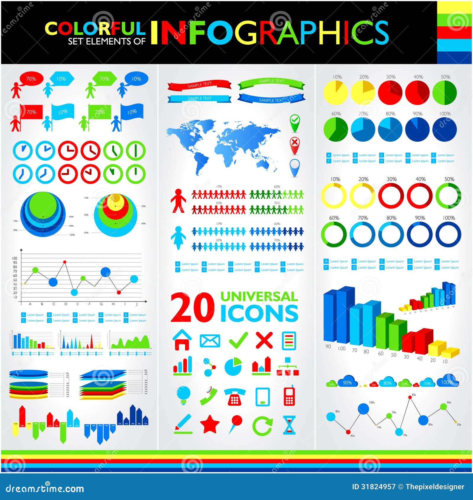 Colorful Infographics Diagram Summer Design. Cartoon Vector ...