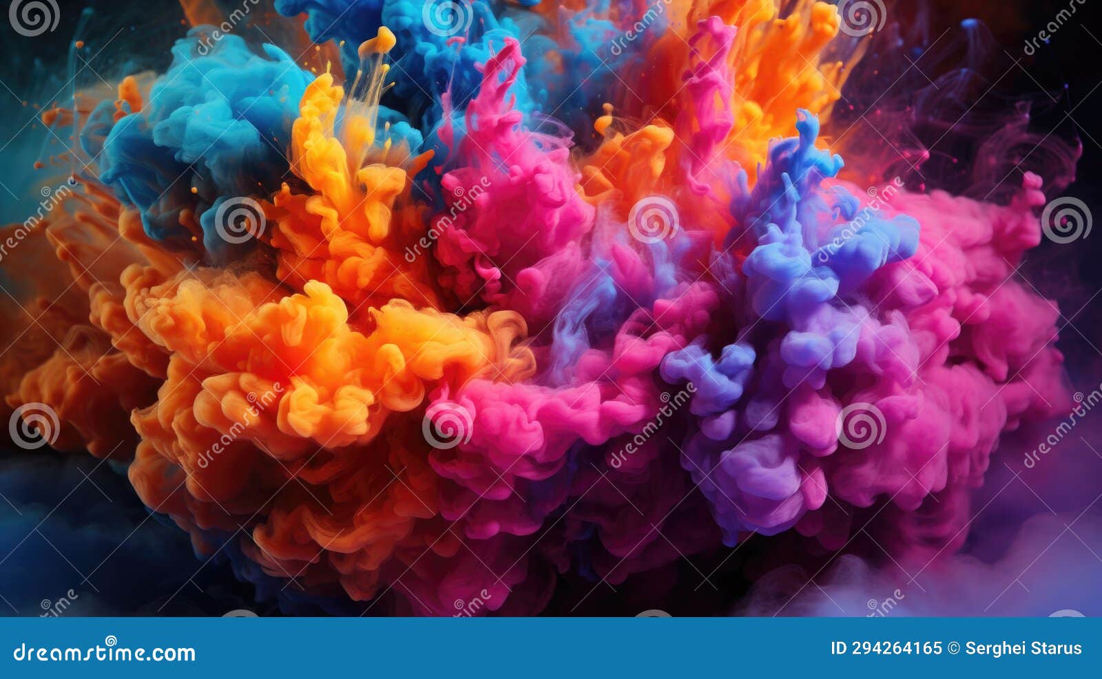 Colorful Ink is Being Sprayed into the Air, AI Stock Illustration ...