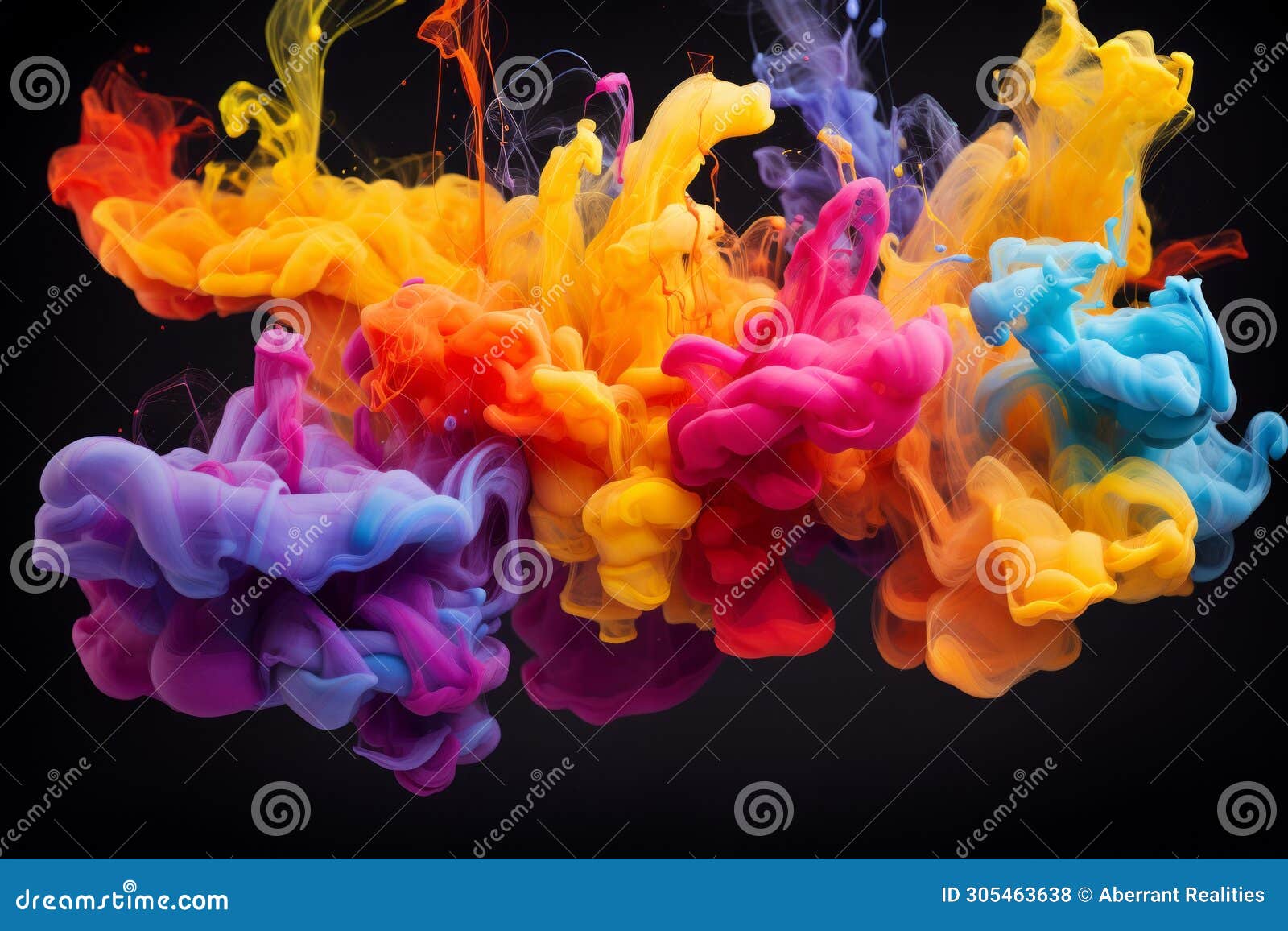 Colorful Ink on a Black Background Stock Illustration - Illustration of ...