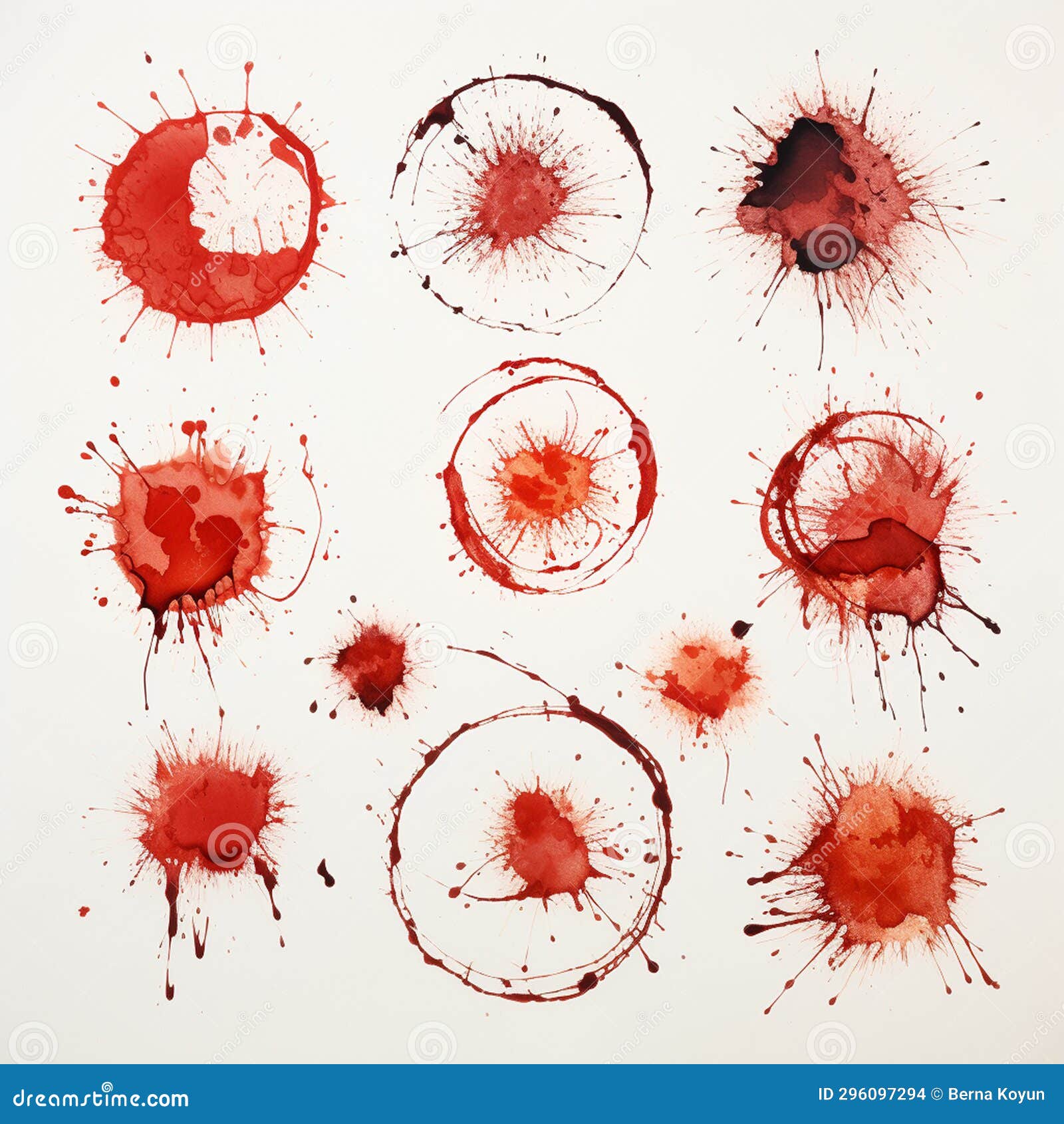 Colorful Ink Blots HandDrawn on White Stock Illustration - Illustration ...