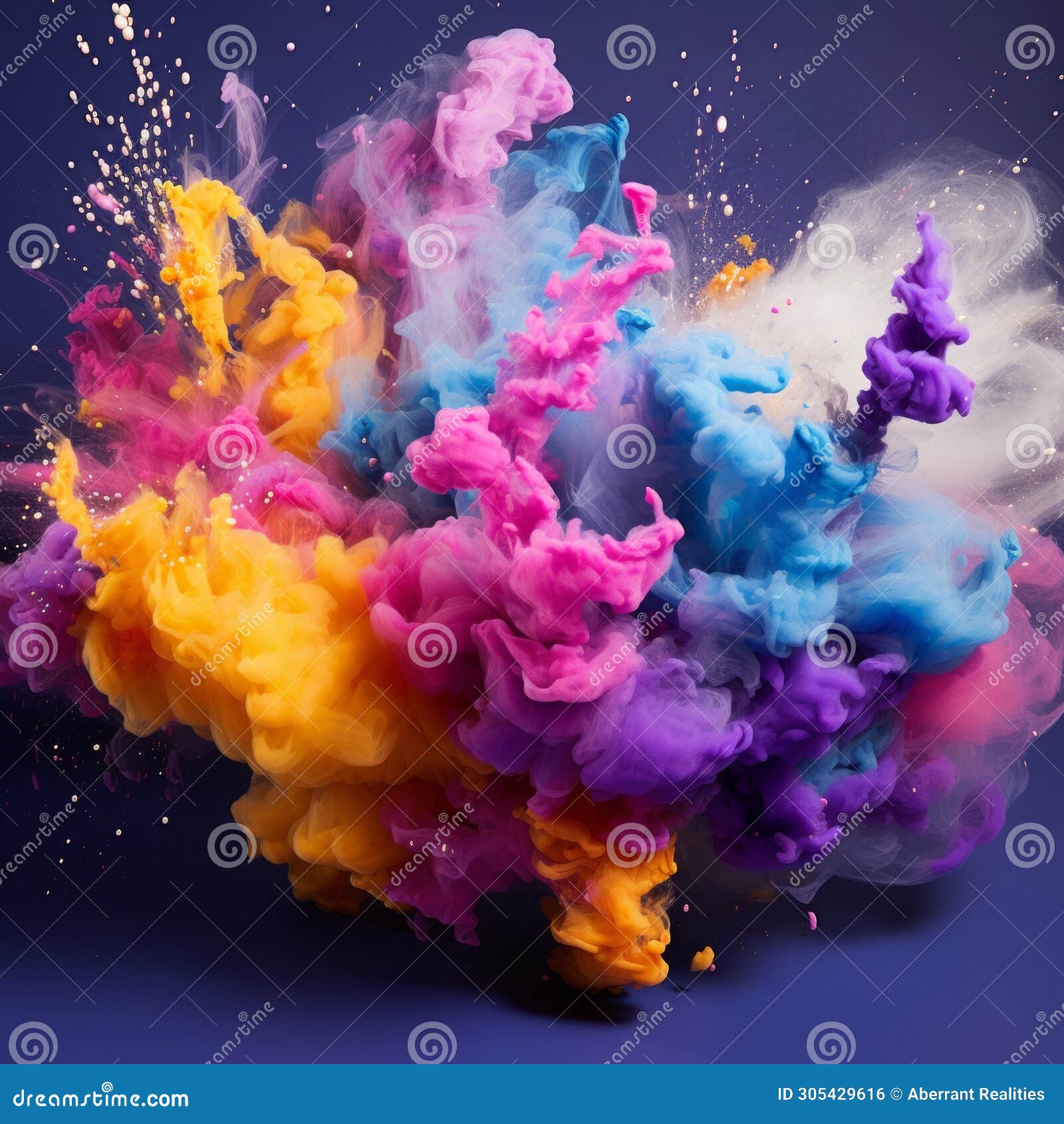 Colorful Ink Explosion on a Blue Background Stock Illustration ...
