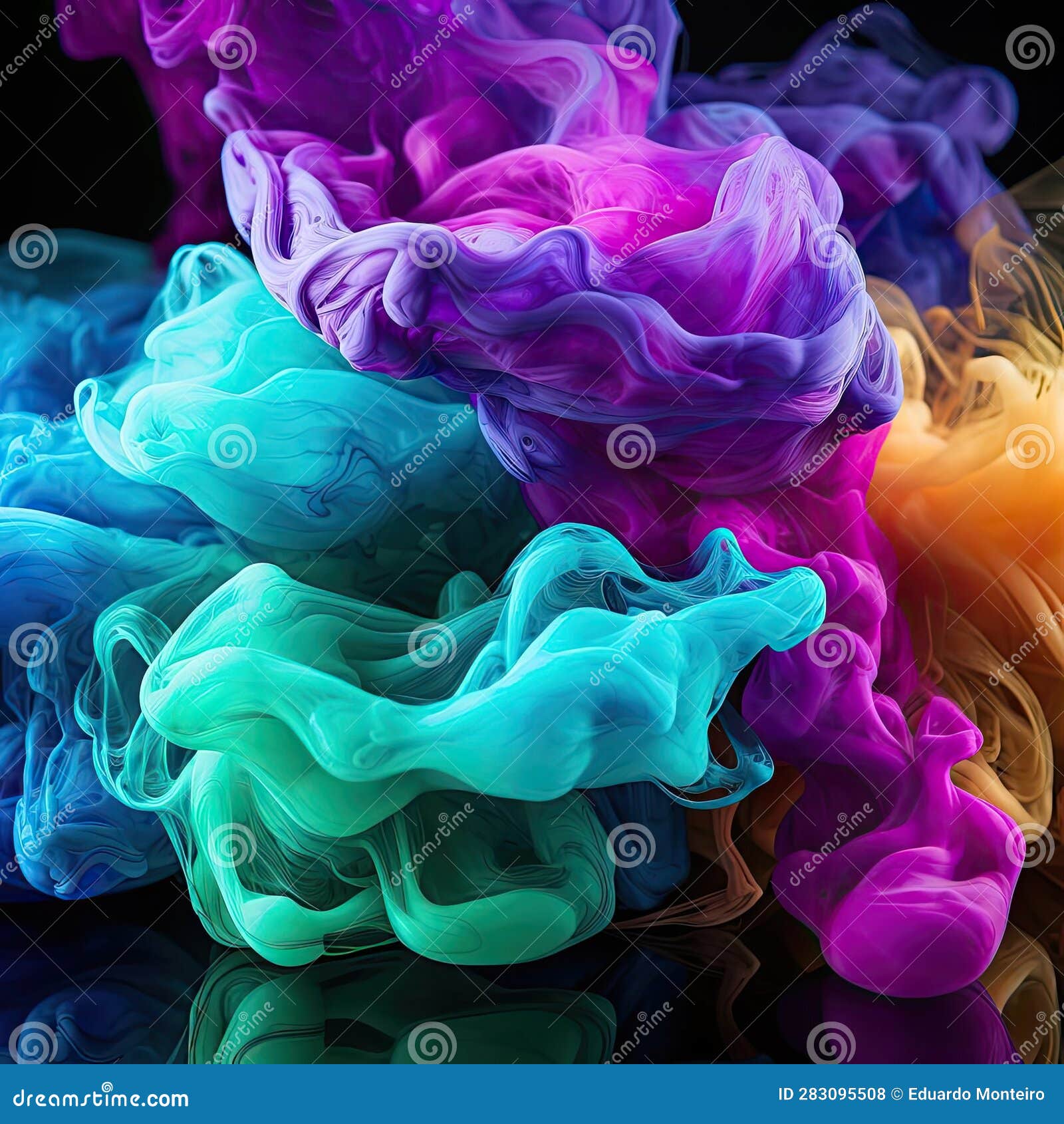 Colorful Ink Floating on Black Background with Vibrant Combinations ...