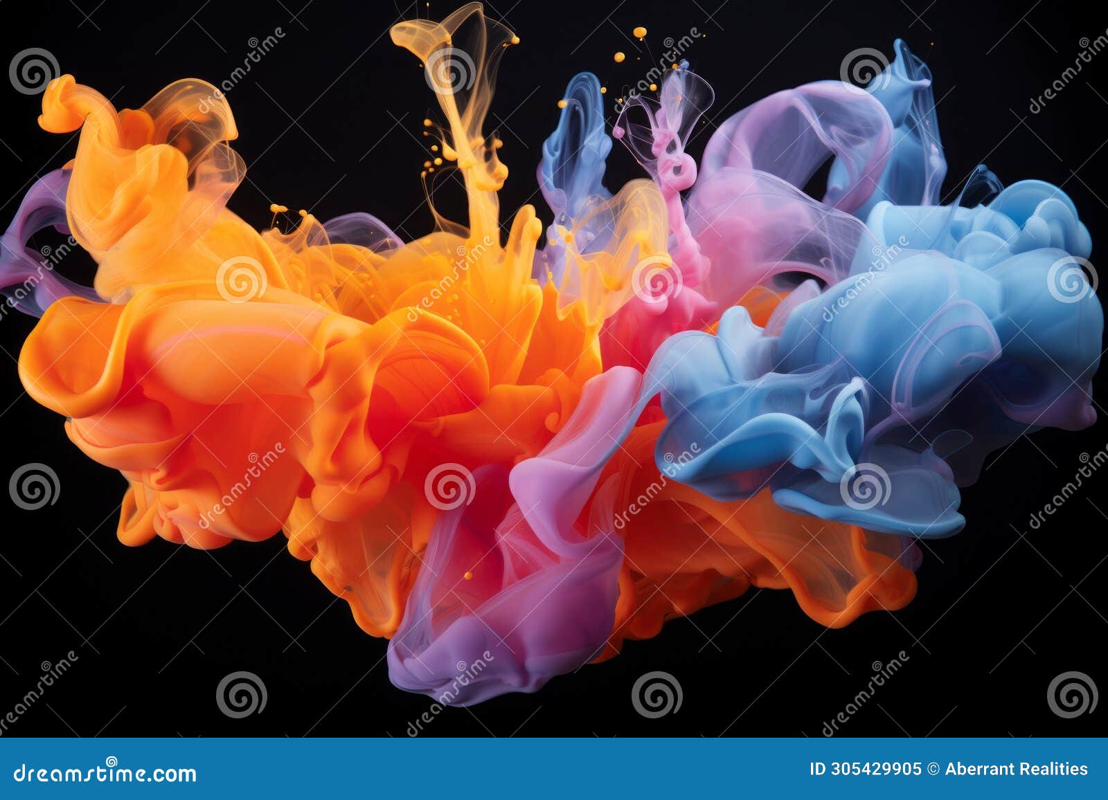 Colorful Ink Splash on a Black Background Stock Illustration ...