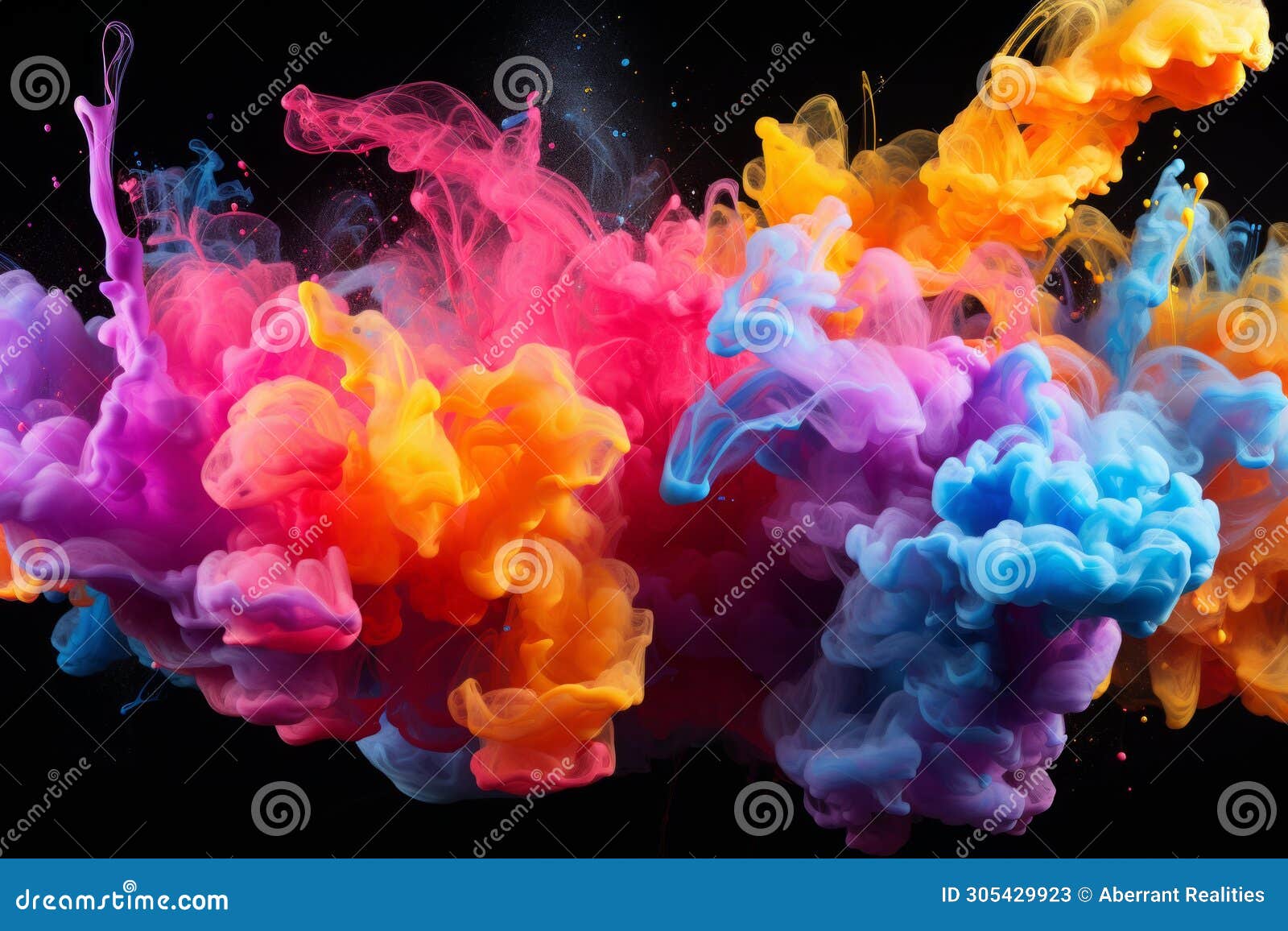 Colorful Ink Splash on a Black Background Stock Illustration ...