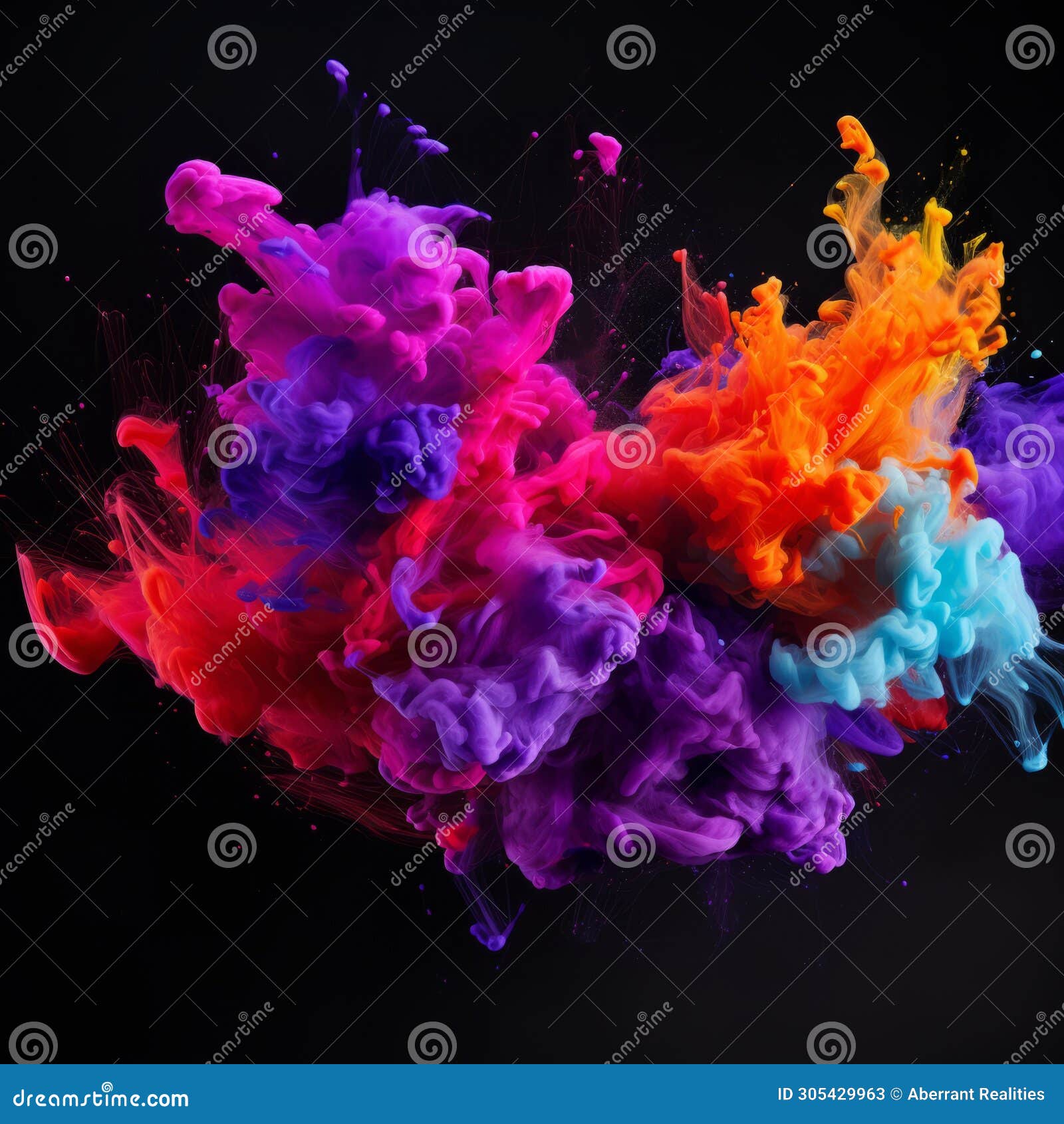 Colorful Ink Splash on Black Background Stock Illustration ...
