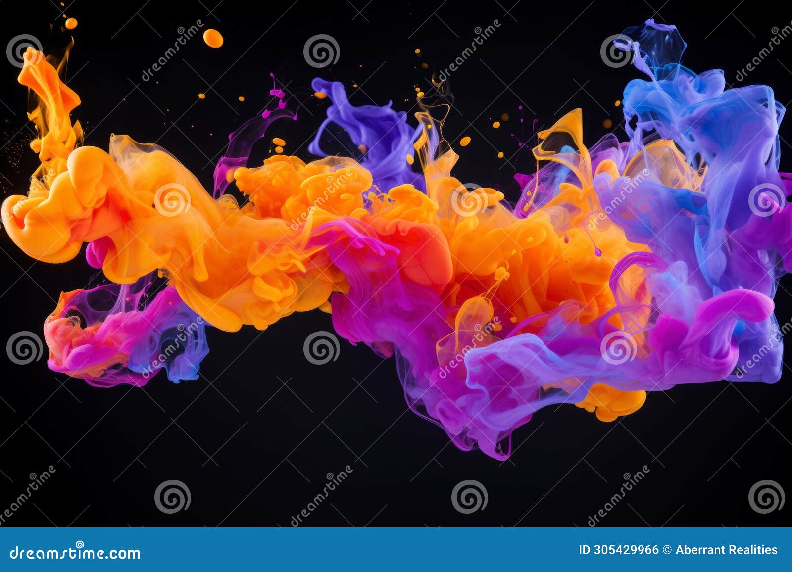 Colorful Ink Splash on Black Background Stock Illustration ...