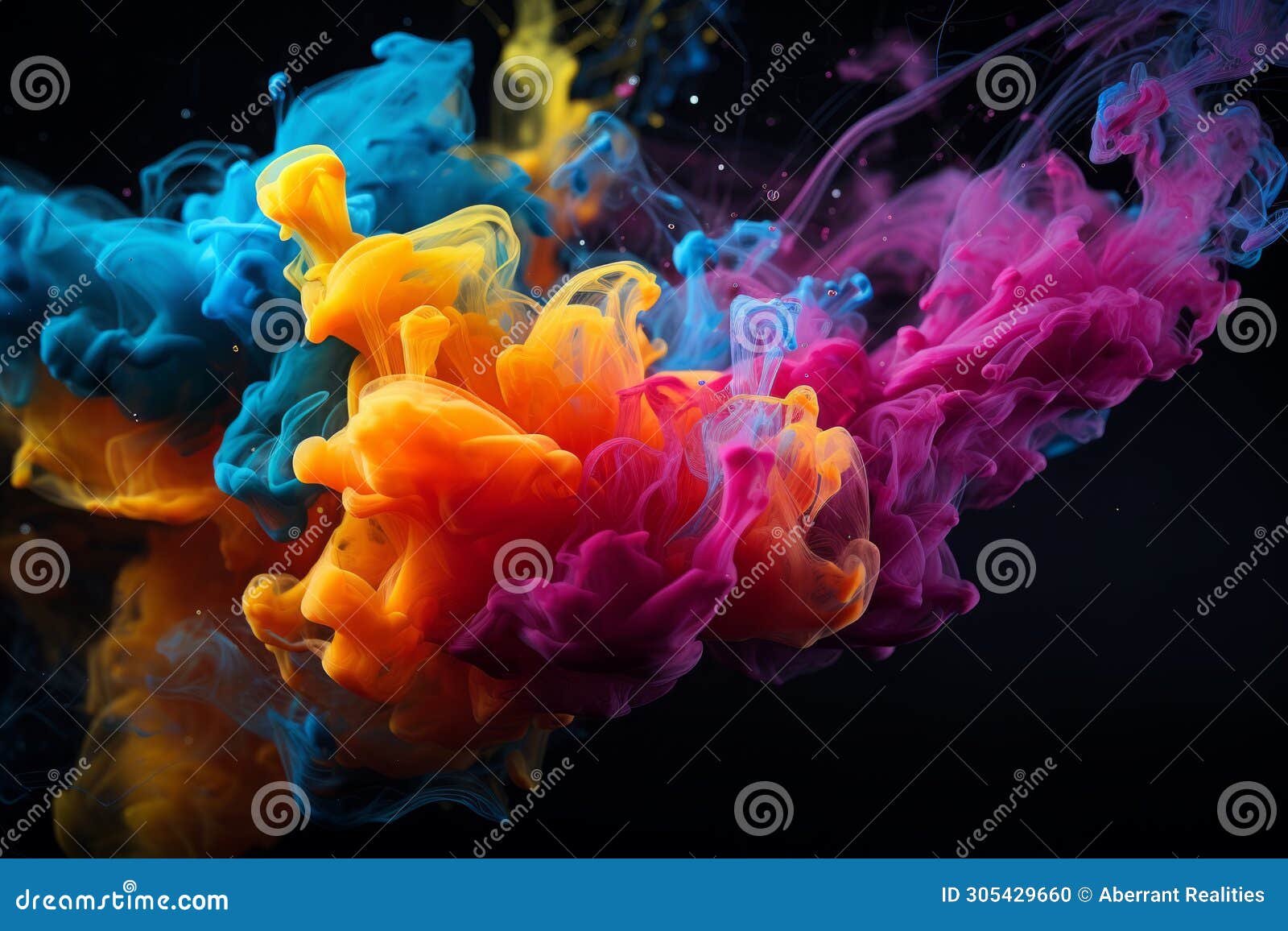 Colorful Ink in Water on a Black Background Stock Illustration ...