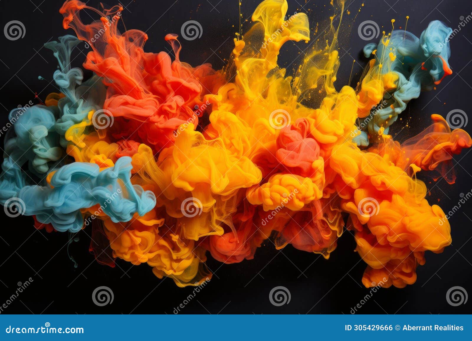 Colorful Ink in Water on a Black Background Stock Illustration ...