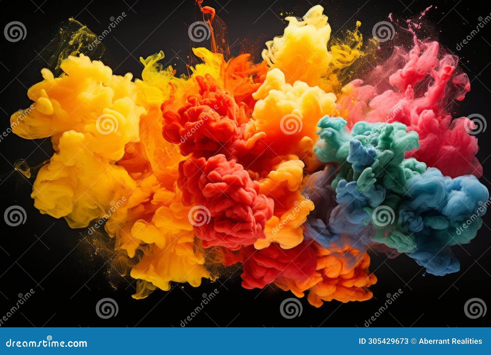 Colorful Ink in Water on a Black Background Stock Illustration ...