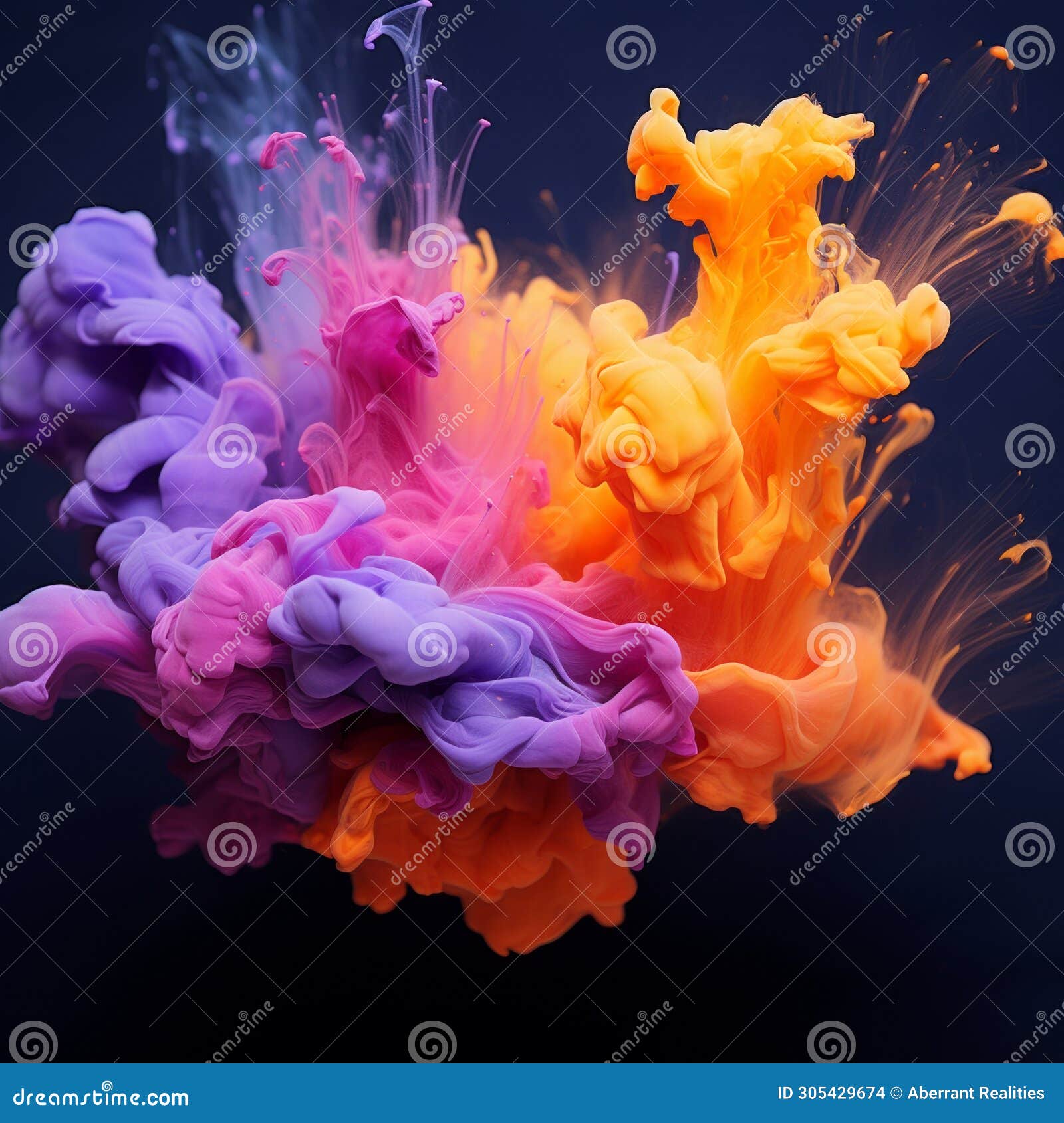 Colorful Ink in Water on a Black Background Stock Illustration ...