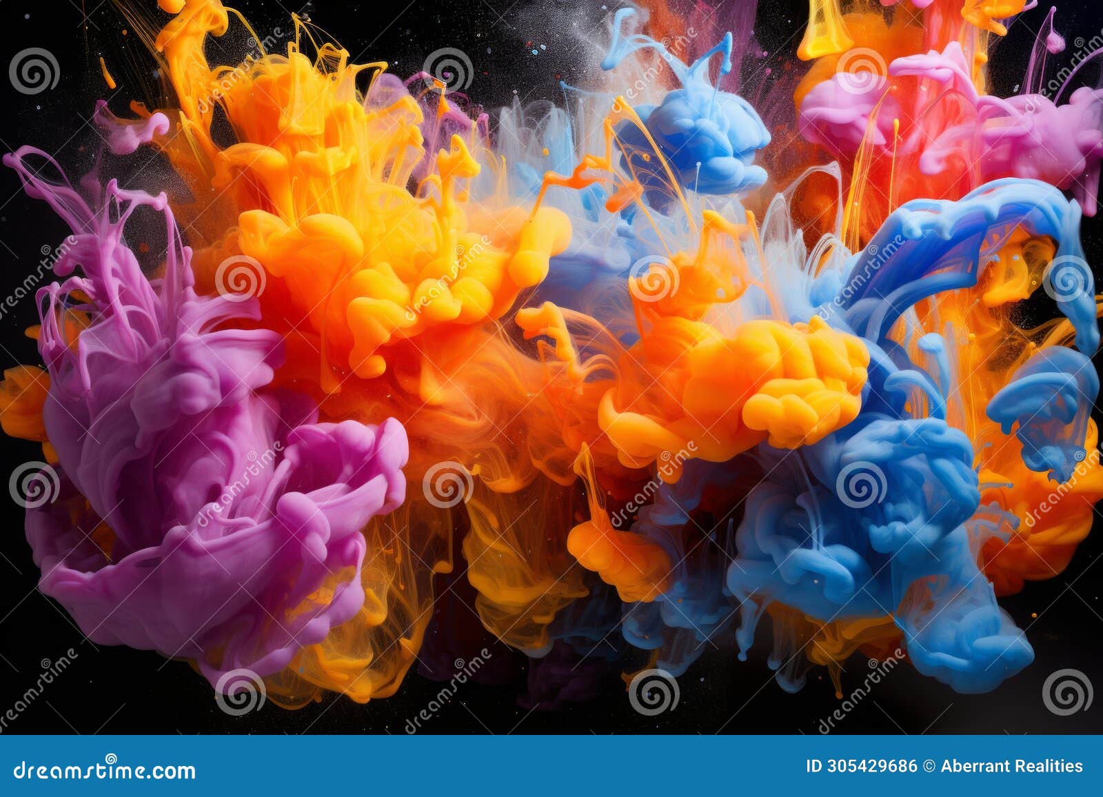 Colorful Ink in Water on a Black Background Stock Illustration ...