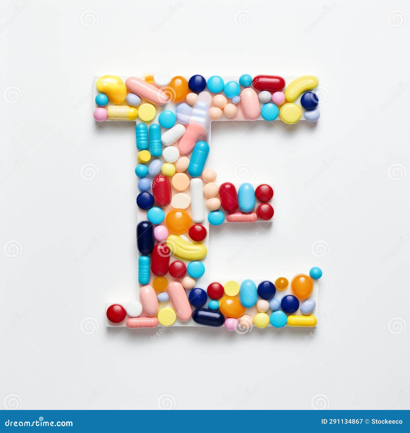Colorful Pill Typography: Letter T in Whimsical Style Stock ...
