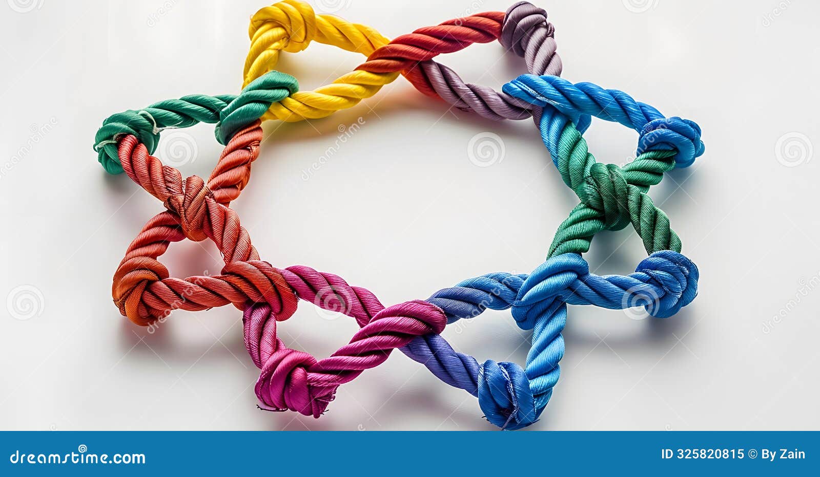 Colorful Interconnected Ropes Tied in Knots White Background Strength ...