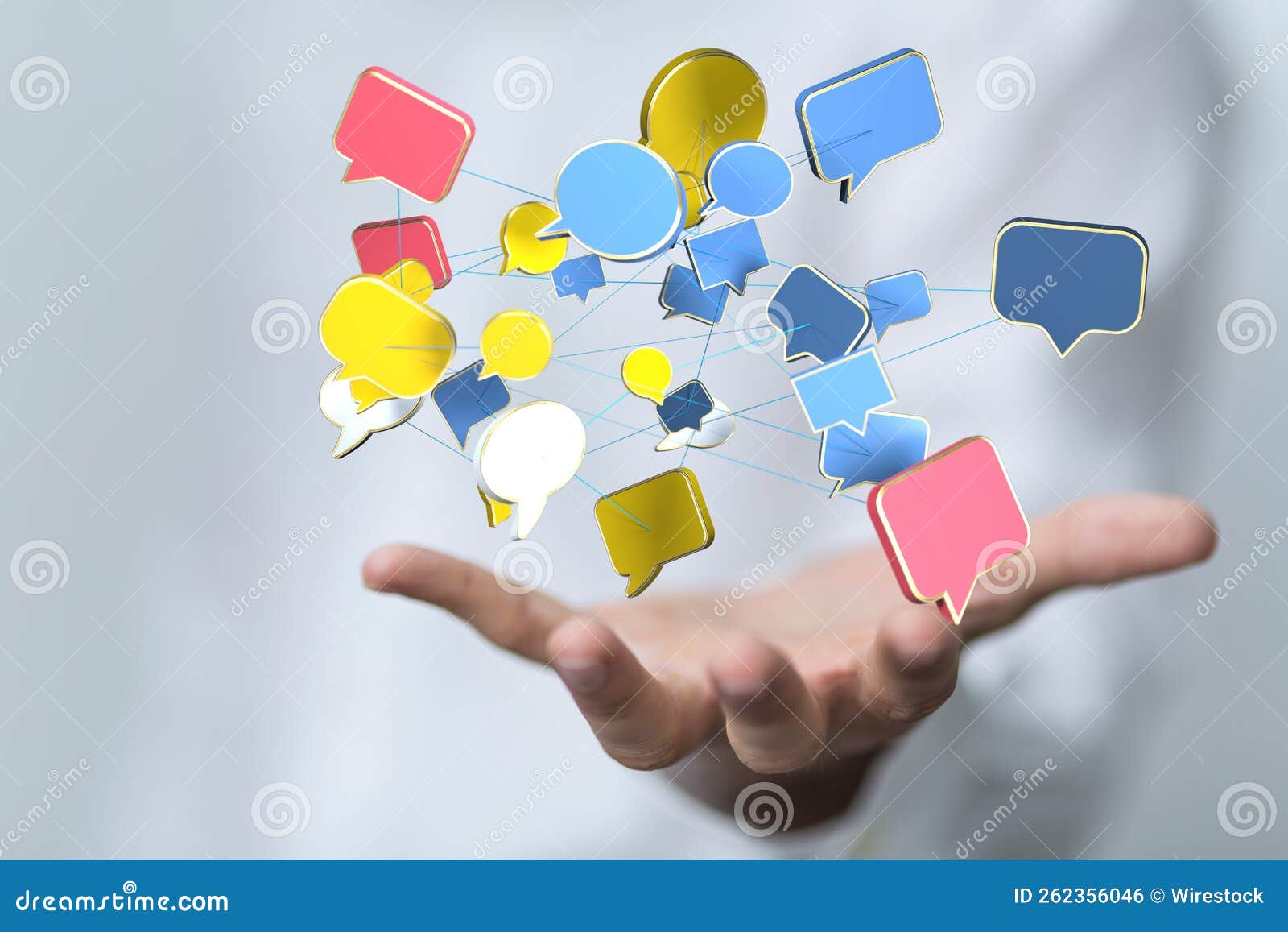 Interconnected Speech Bubbles in the Space; a 3D Rendering Stock ...