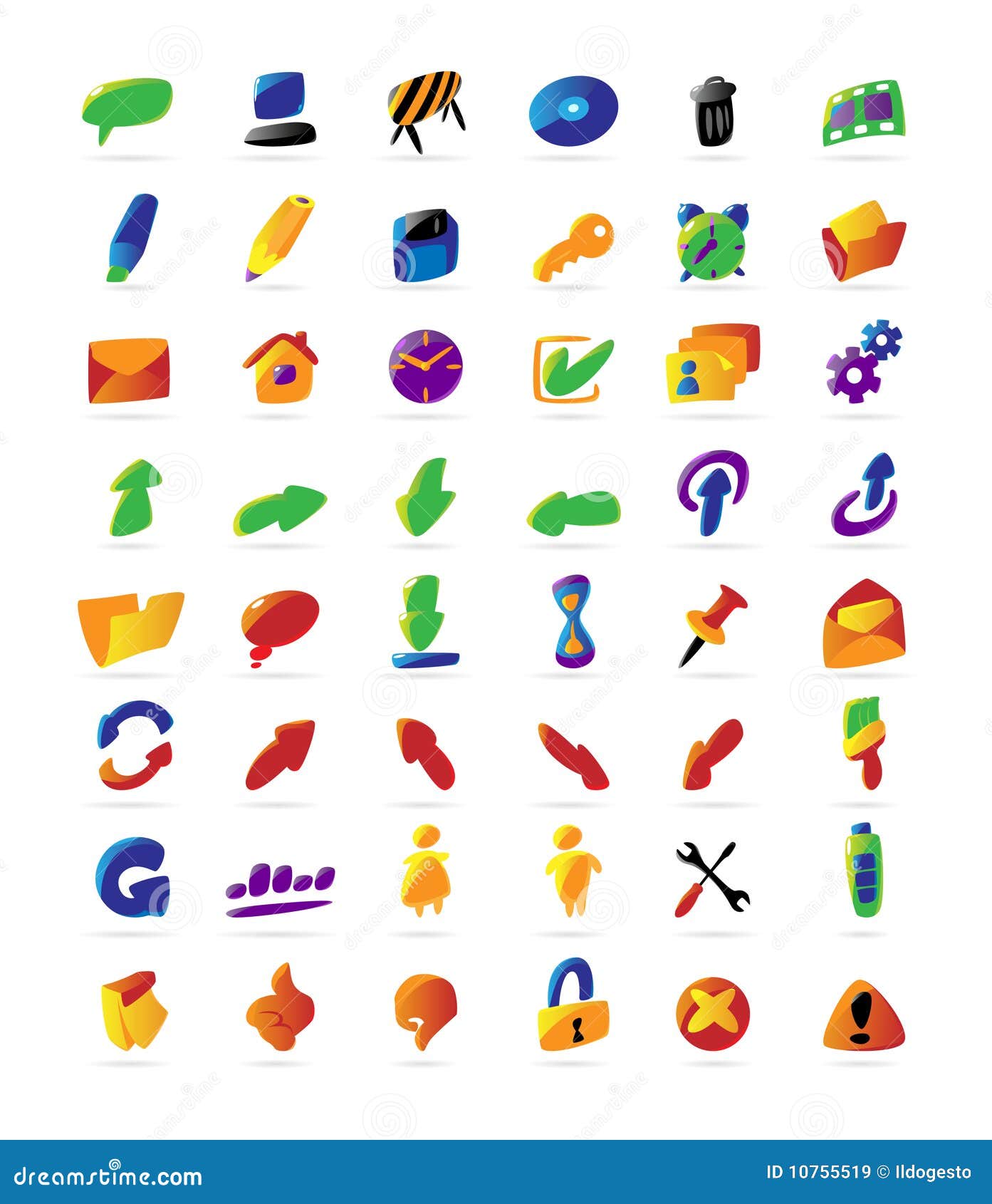 Colorful interface icons stock vector. Illustration of movie - 10755519