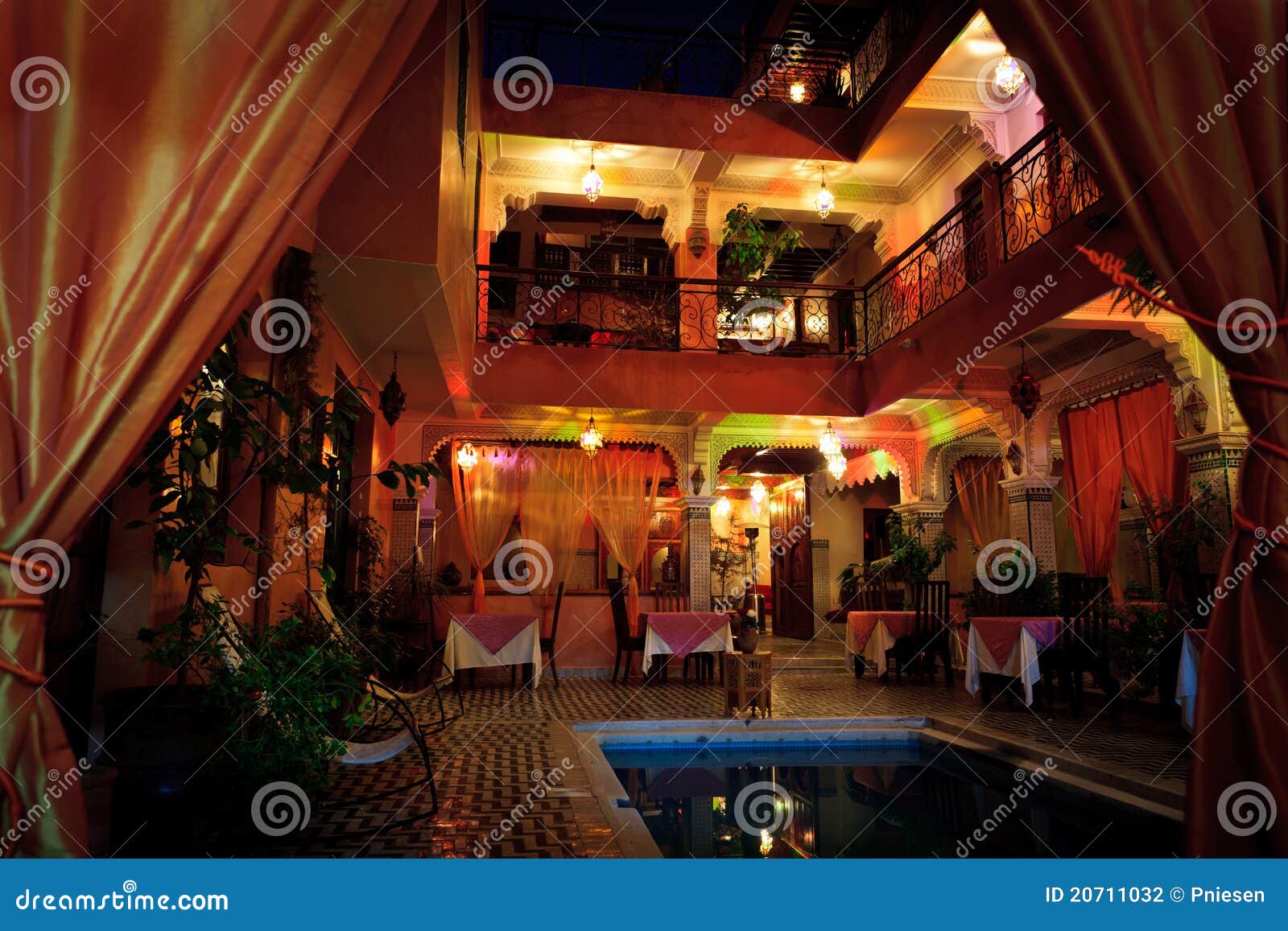 Colorful Interior Lights at Night Inside a Riad Stock Photo - Image of ...