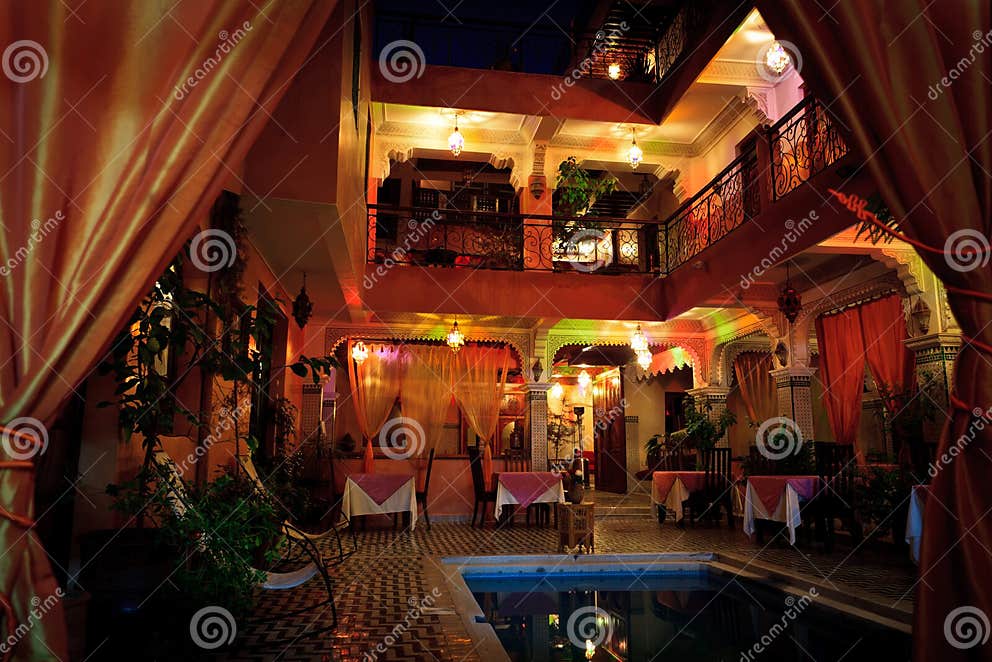 Colorful Interior Lights at Night Inside a Riad Stock Photo - Image of ...