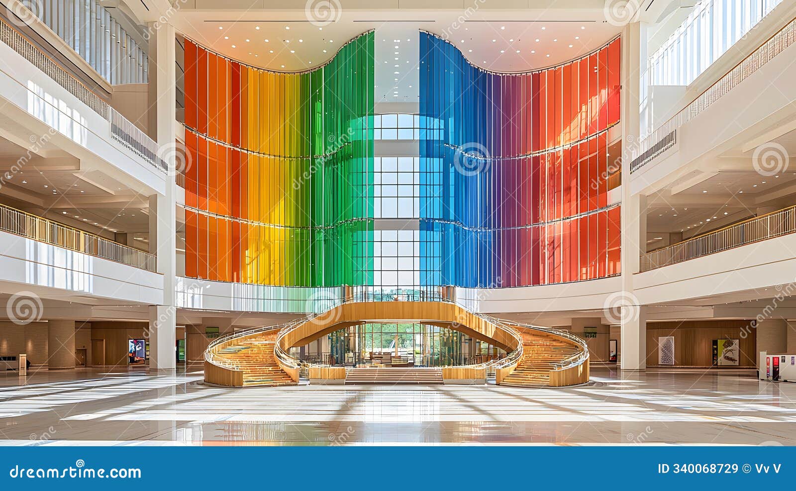 Colorful Interior of a Modern Building with Stairs Stock Illustration ...