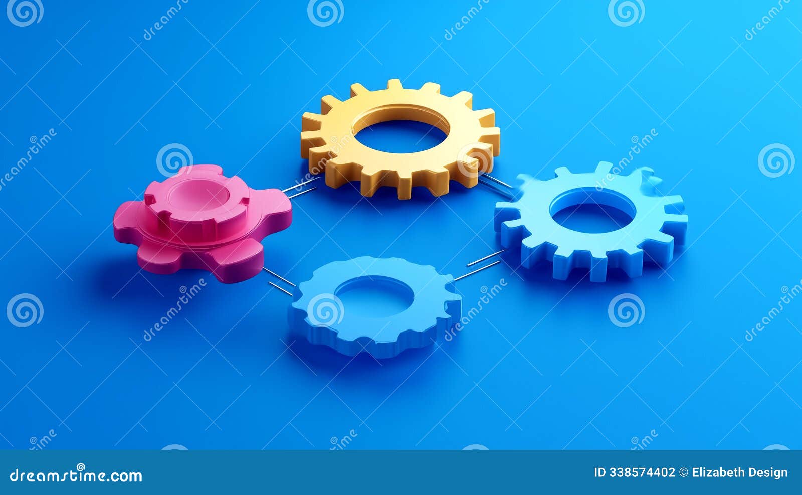 Colorful Interlocking Gears on a Blue Background Symbolize Teamwork and ...
