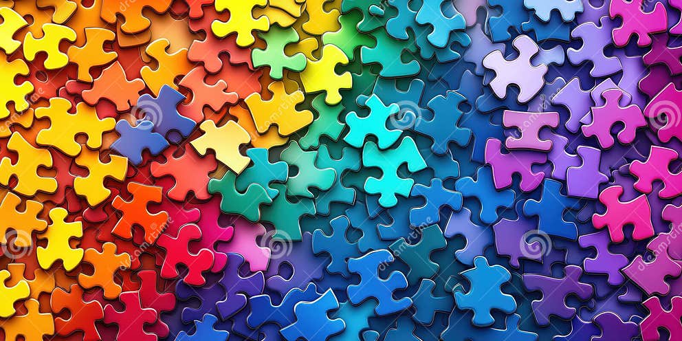 Colorful Interlocking Jigsaw Puzzle Pieces Displayed in a Gradient ...