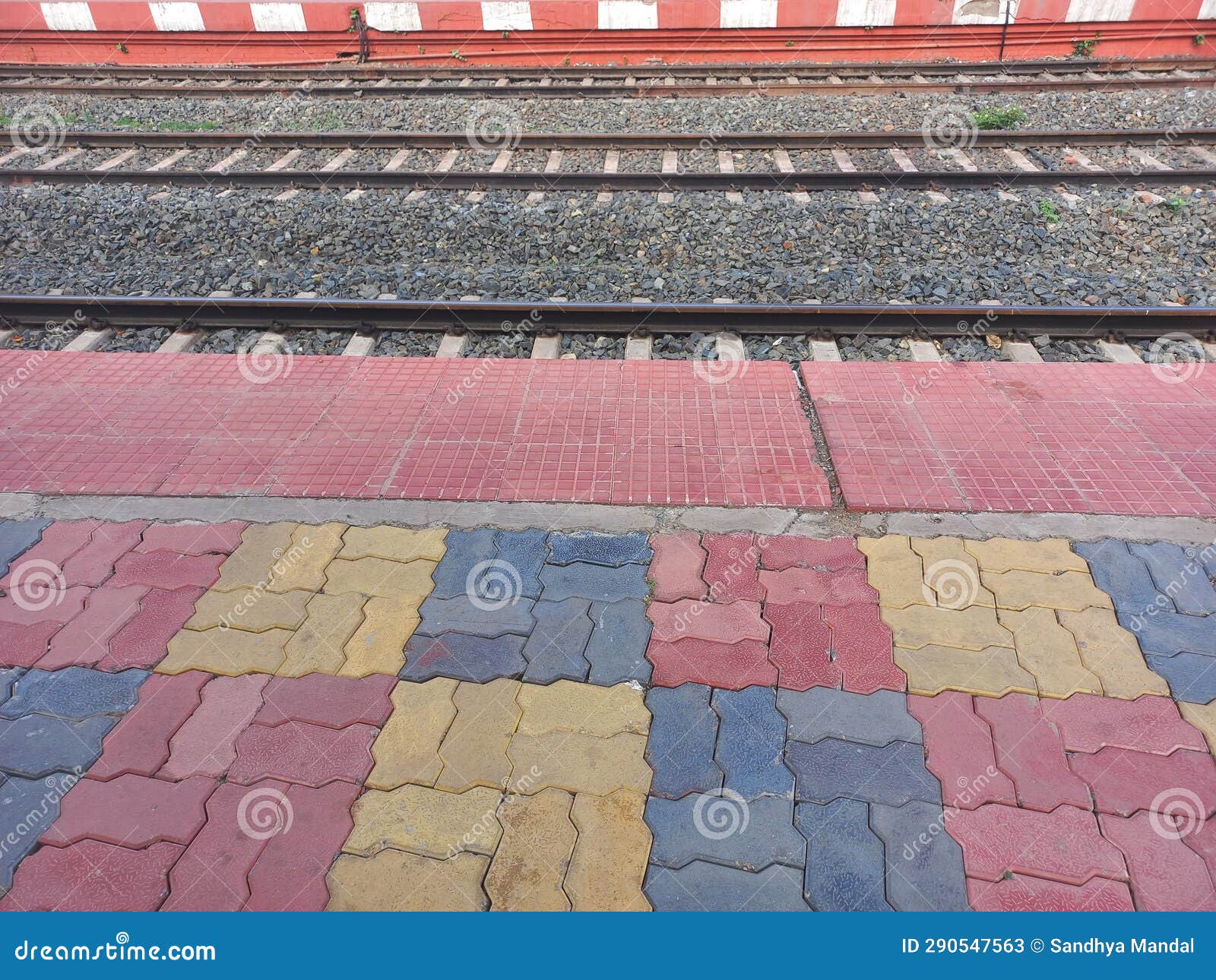 Colorful Patterned Tiles at a Small Railway Station Stock Image - Image ...