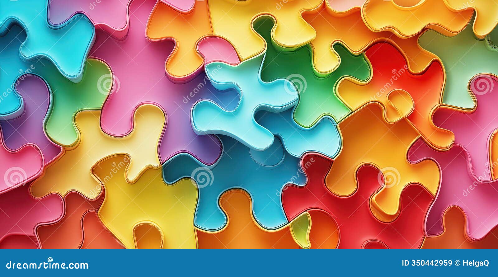 Colorful Interlocking Puzzle Pieces with Abstract Curves and Vibrant ...