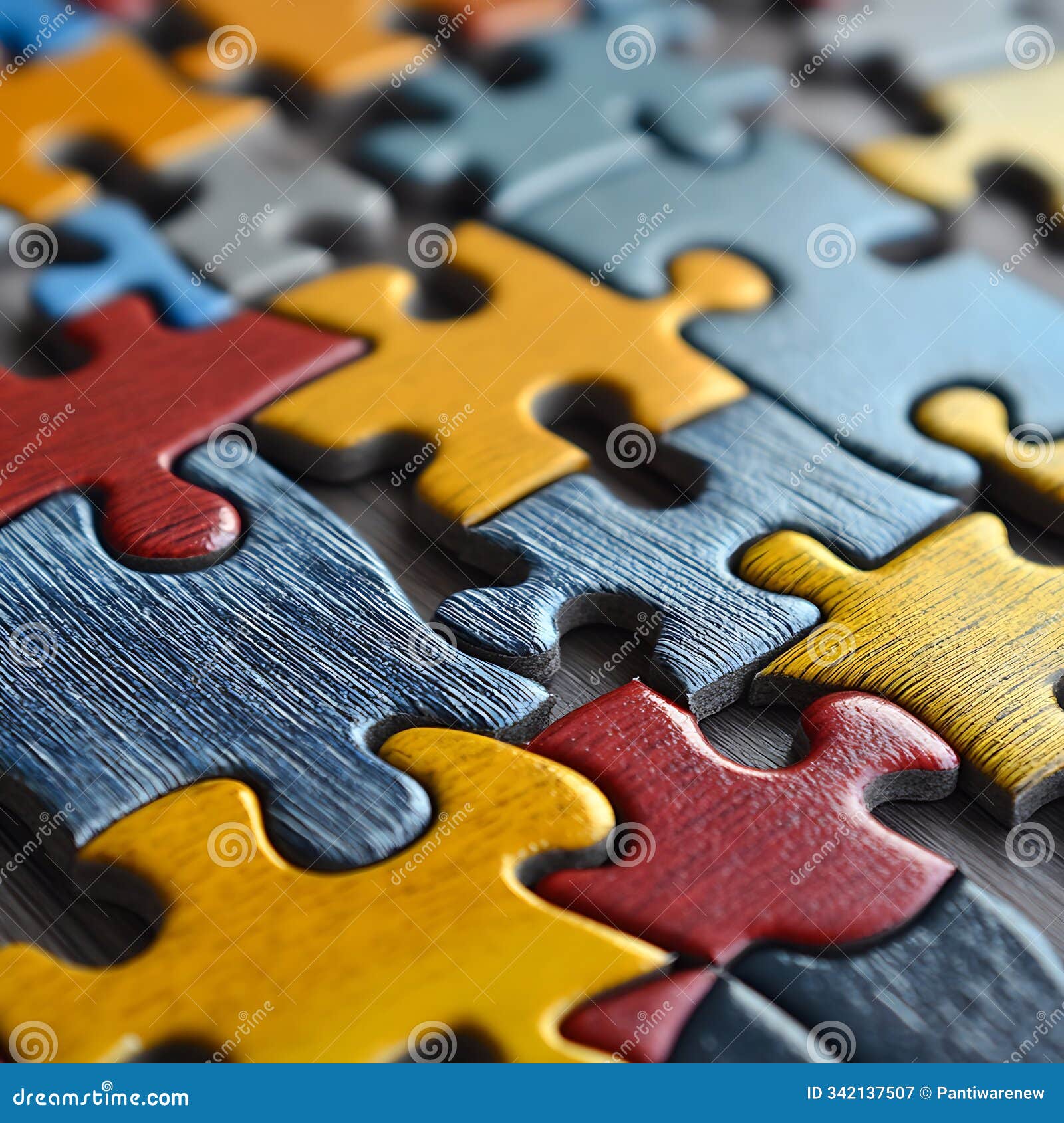 Colorful Interlocking Puzzle Pieces on Flat Surface Stock Illustration ...