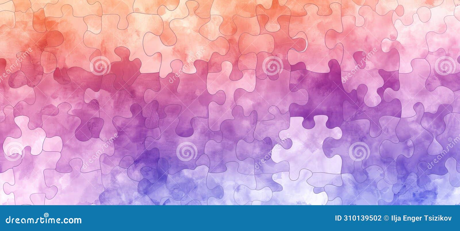 Colorful Interlocking Puzzle Pieces with Watercolor Texture ...