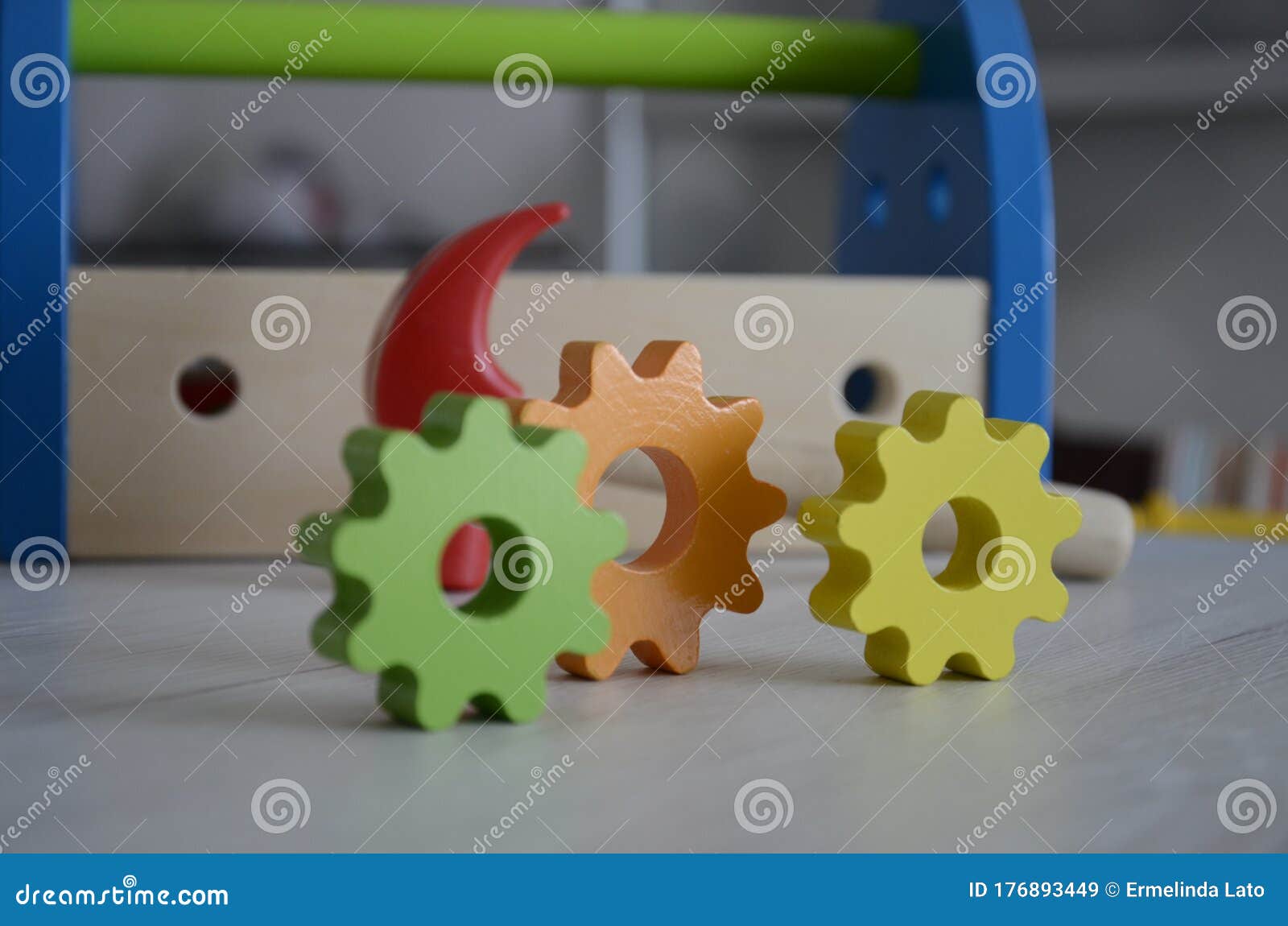 Colorful Interlocking Wooden Wheels Stock Image - Image of business ...