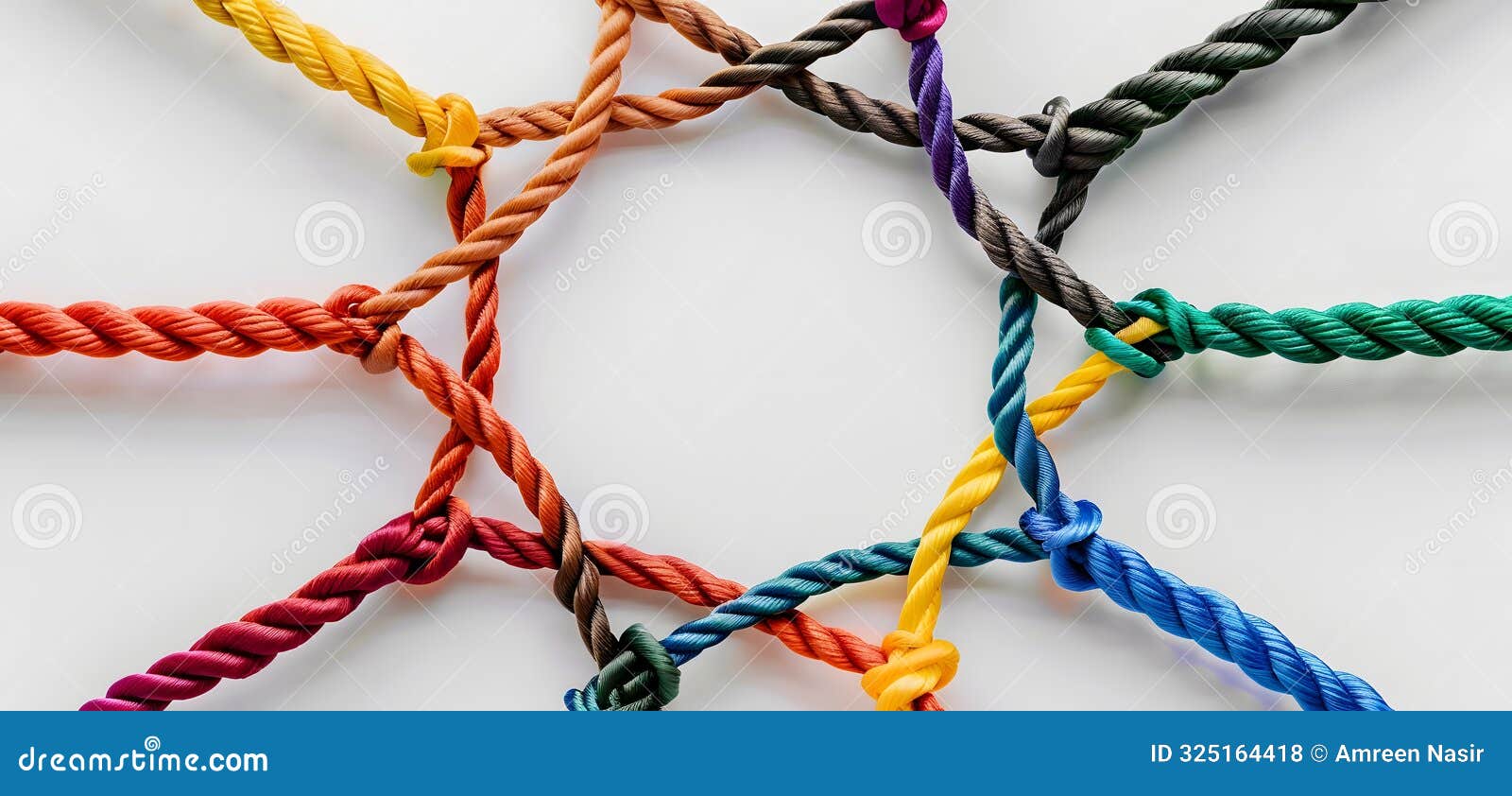 Colorful Intertwined Ropes Representing Unity Teamwork On White ...