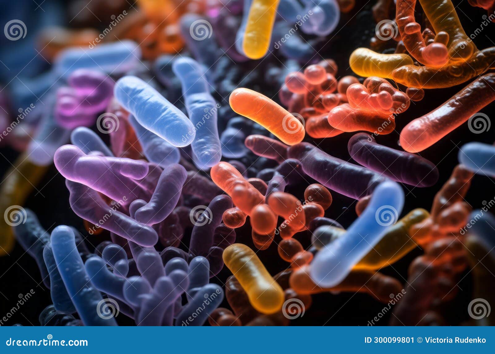 Colorful Intestinal Bacteria Close-up Stock Illustration - Illustration ...