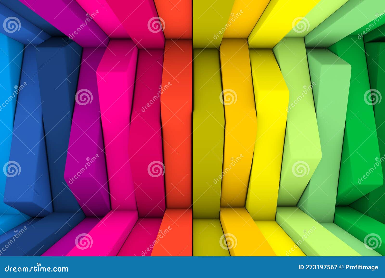 Colorful Inverted Boxes Abstract Background 3D Stock Illustration ...