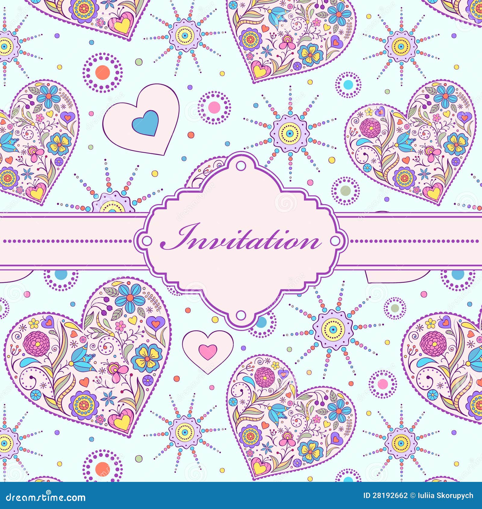 Colorful invitation card stock vector. Illustration of hand - 28192662