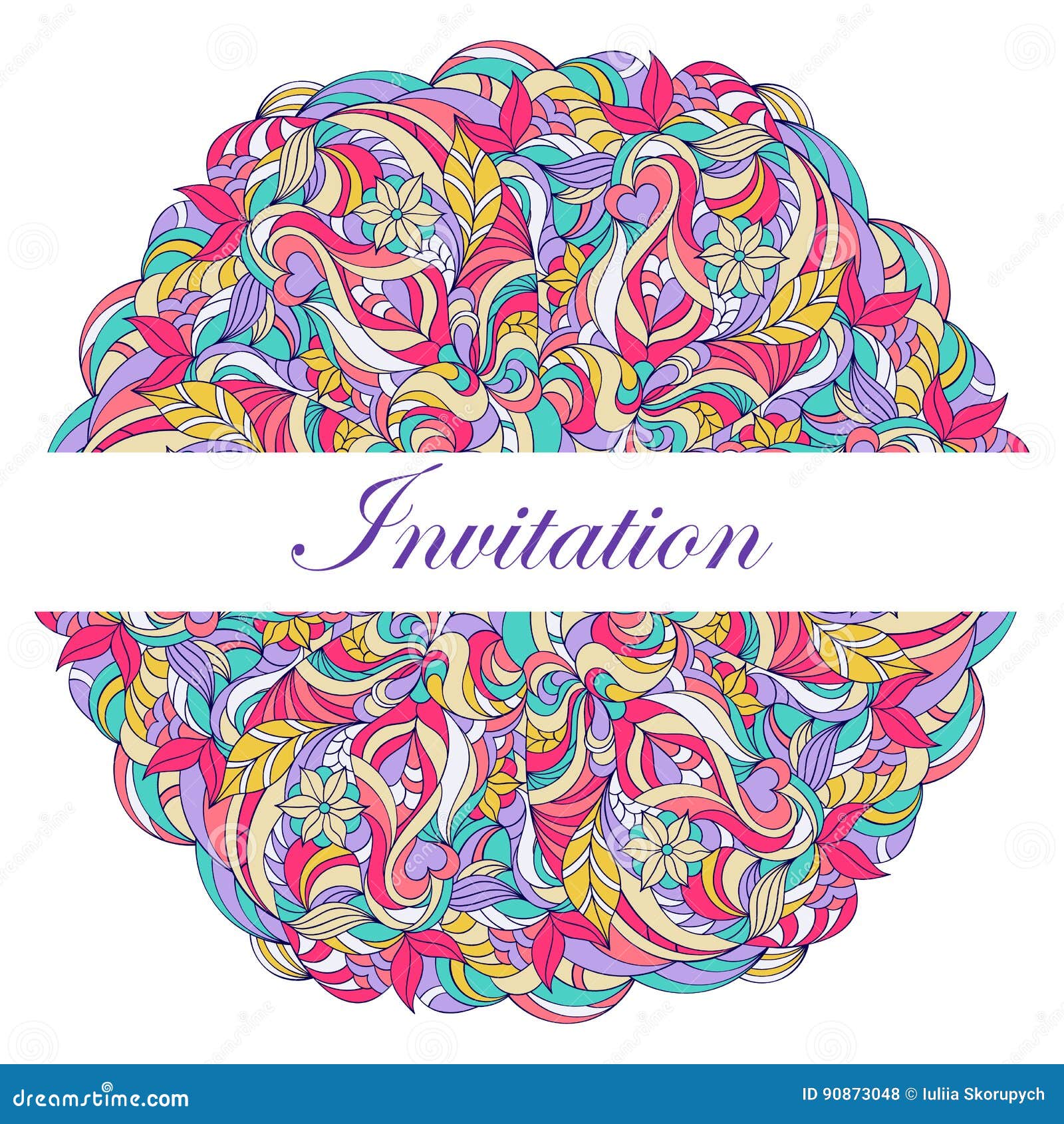 Colorful Invitation Card Vector Illustration | CartoonDealer.com #90873048