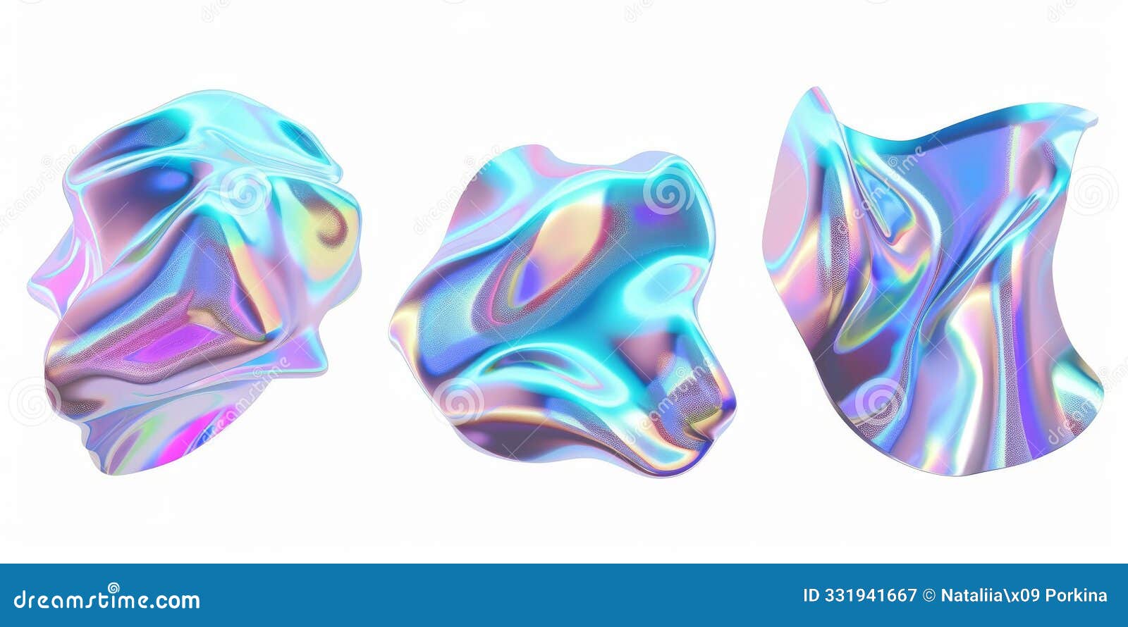 Colorful Iridescent Abstract Forms in 3D. Abstract Shapes with Fluid ...