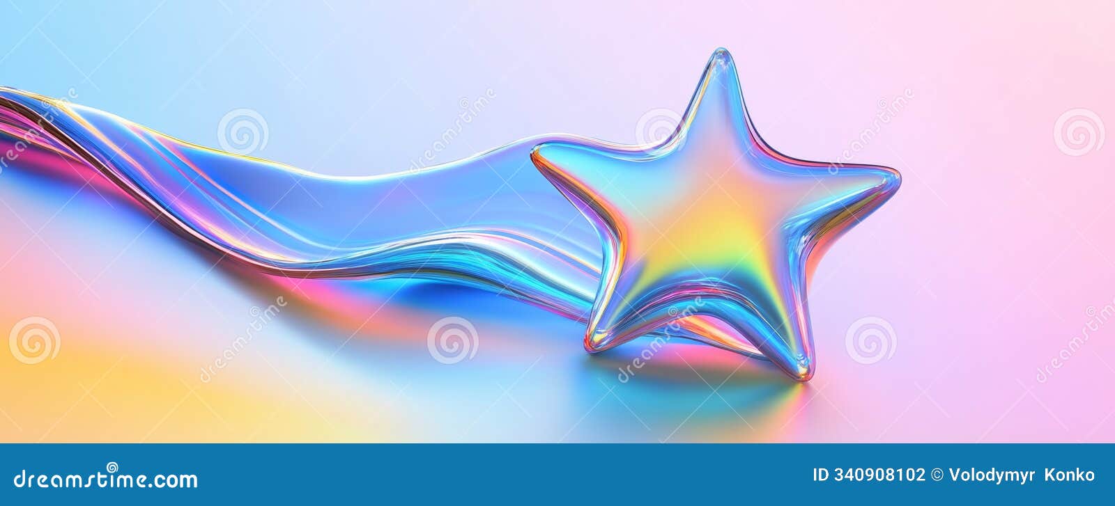 Colorful Iridescent Star on Pastel Background, Creative Abstract ...