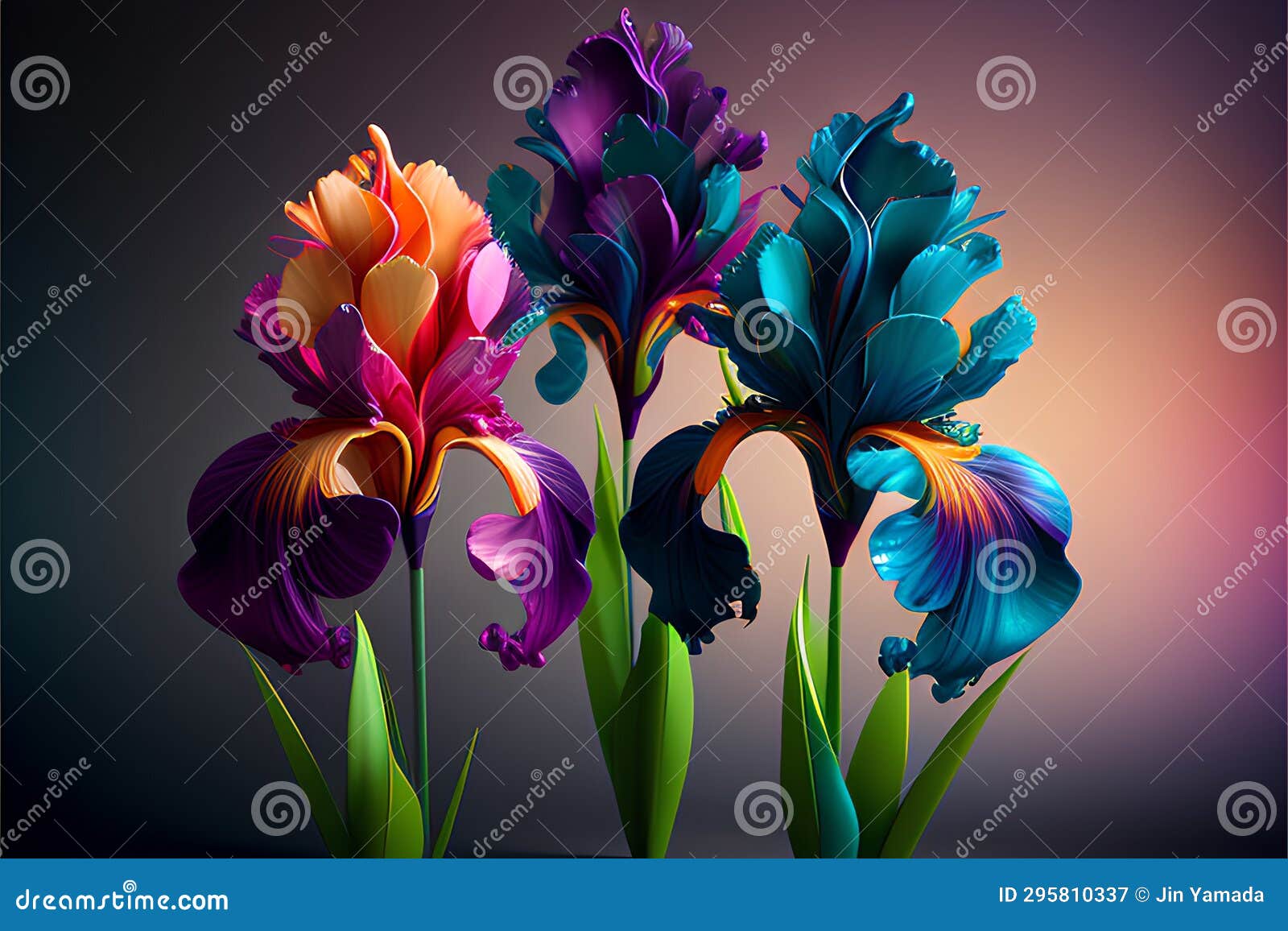 Colorful Iris Flowers on a Dark Background. Vector Illustration Stock ...