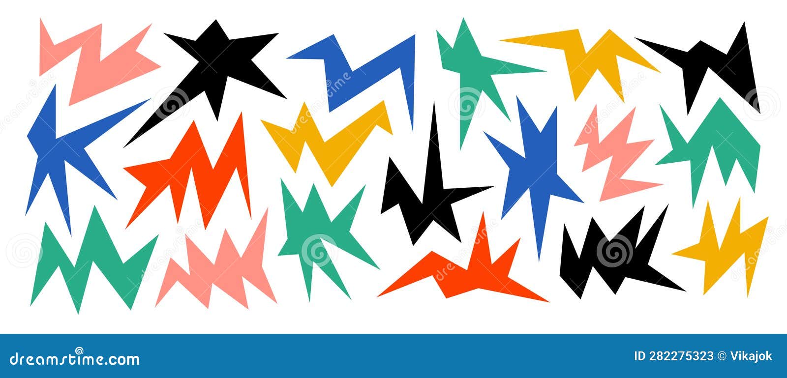 Colorful Irregular Sharp Shapes Set. Abstract Bright Geometric Edgy ...