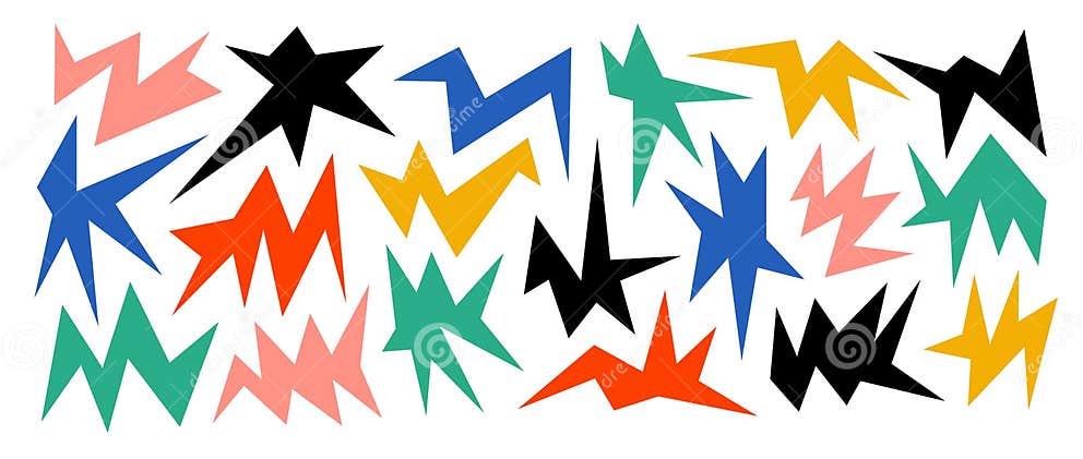 Colorful Irregular Sharp Shapes Set. Abstract Bright Geometric Edgy ...