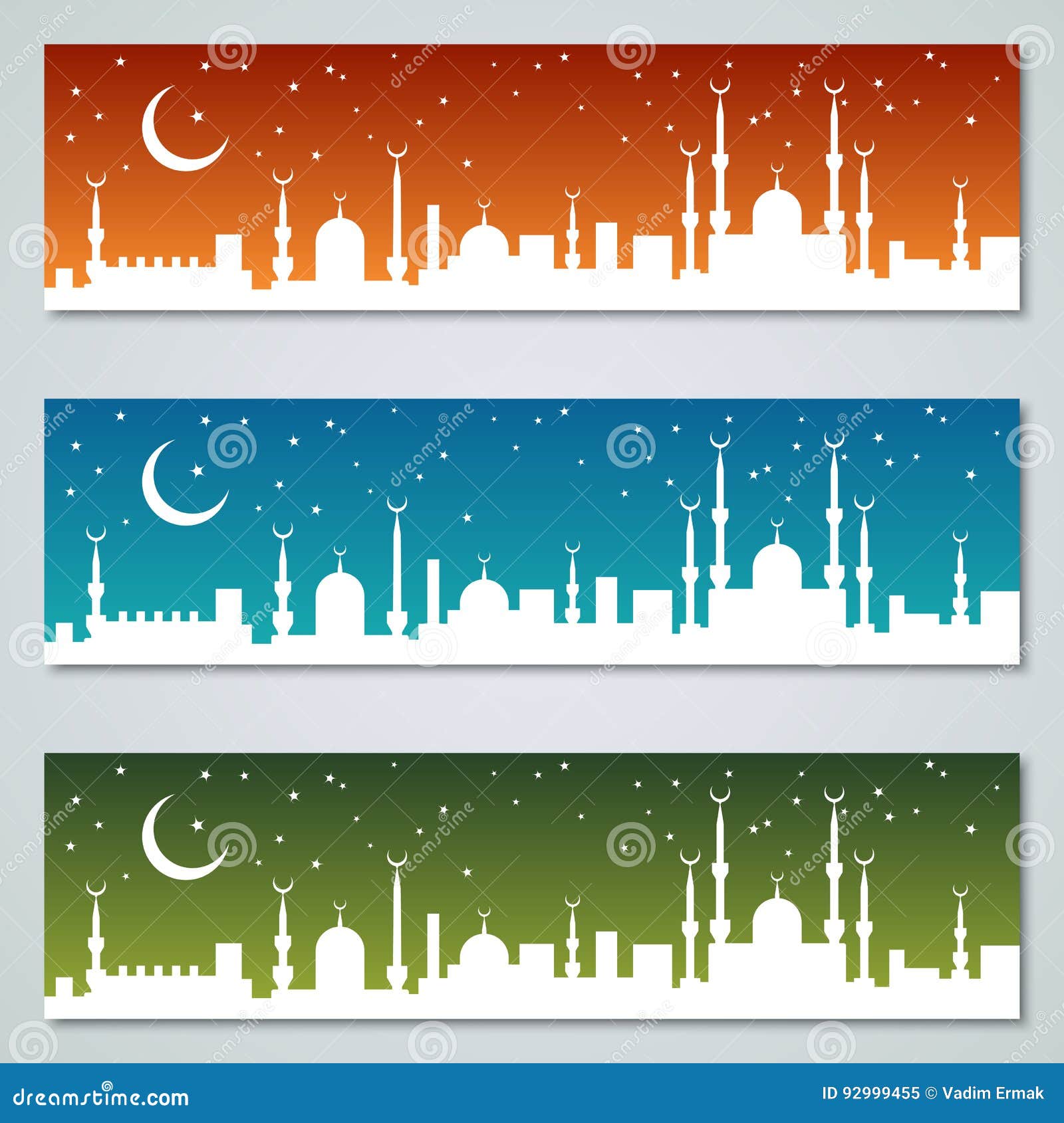 Colorful Islamic Banners Vector Collection Stock Vector - Illustration ...